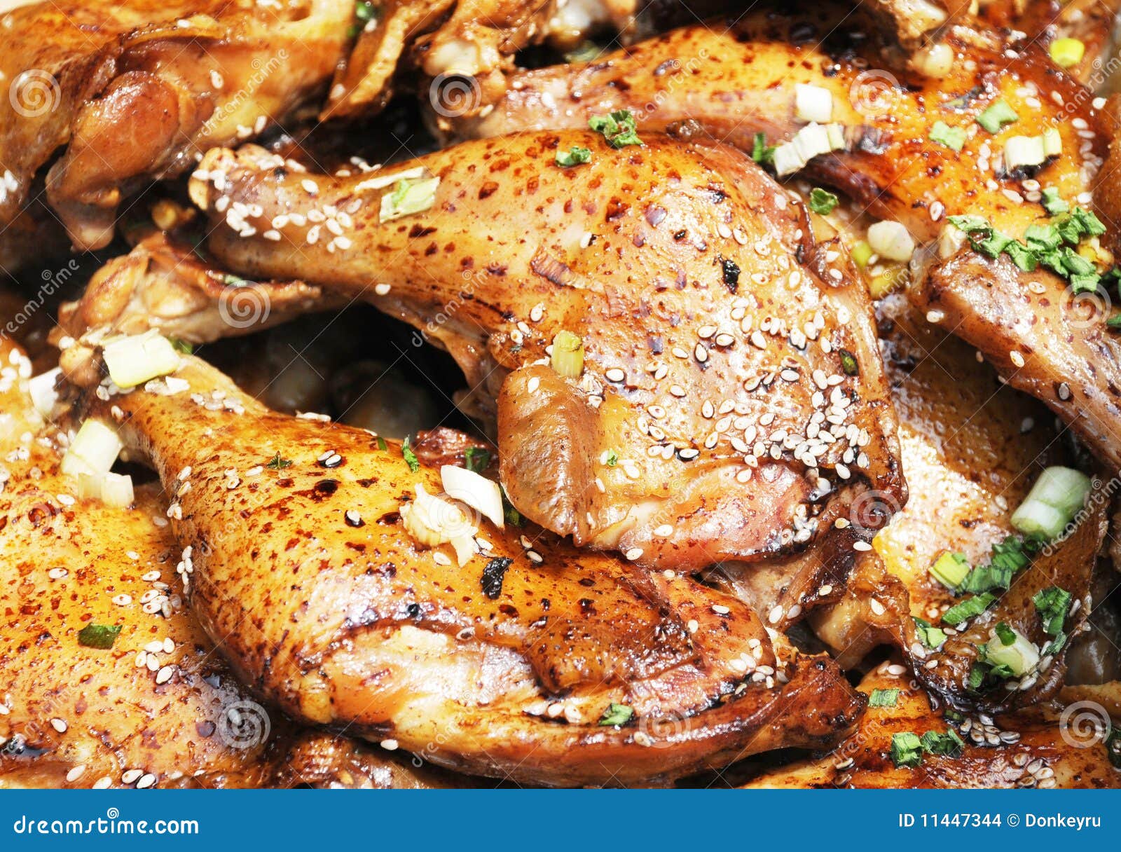 Flavored Fried Chicken Drumsticks Stock Photo - Image of chives ...