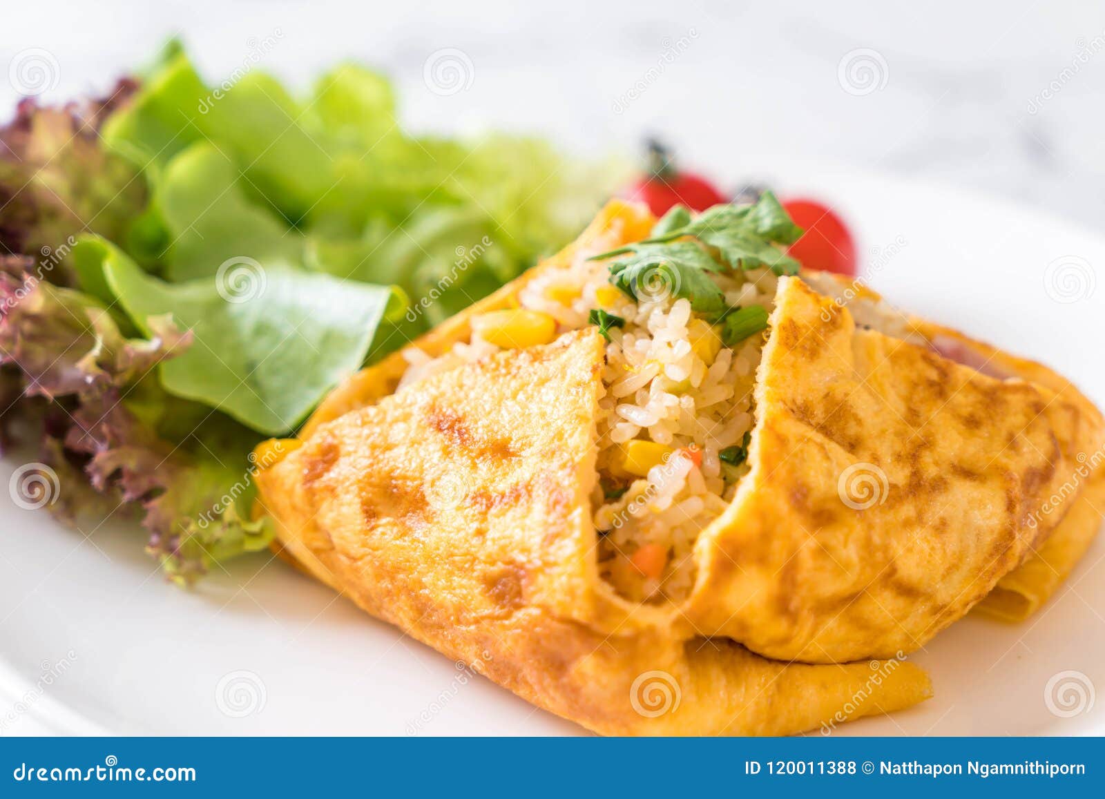 Flavored Fried Rice in an Omelet Wrapping Stock Photo - Image of ...