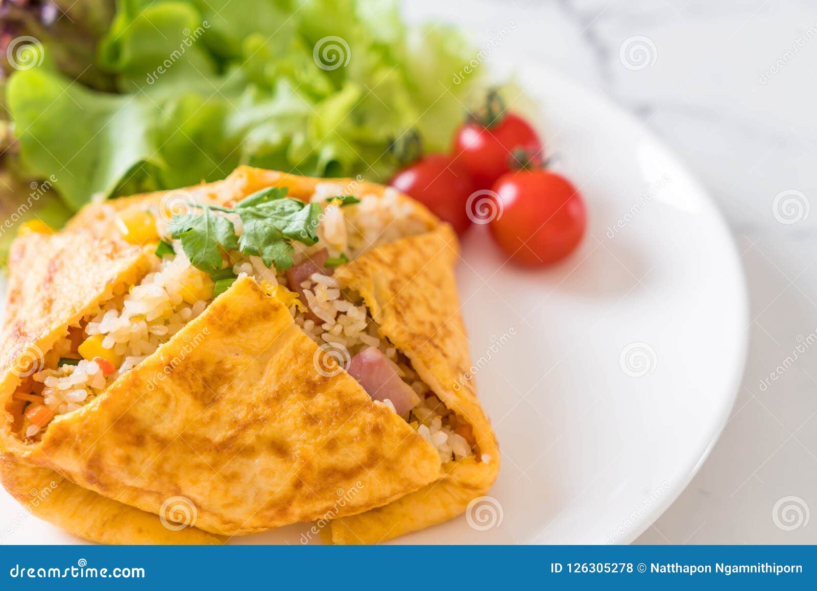 Flavored Fried Rice in an Omelet Wrapping Stock Photo - Image of ...