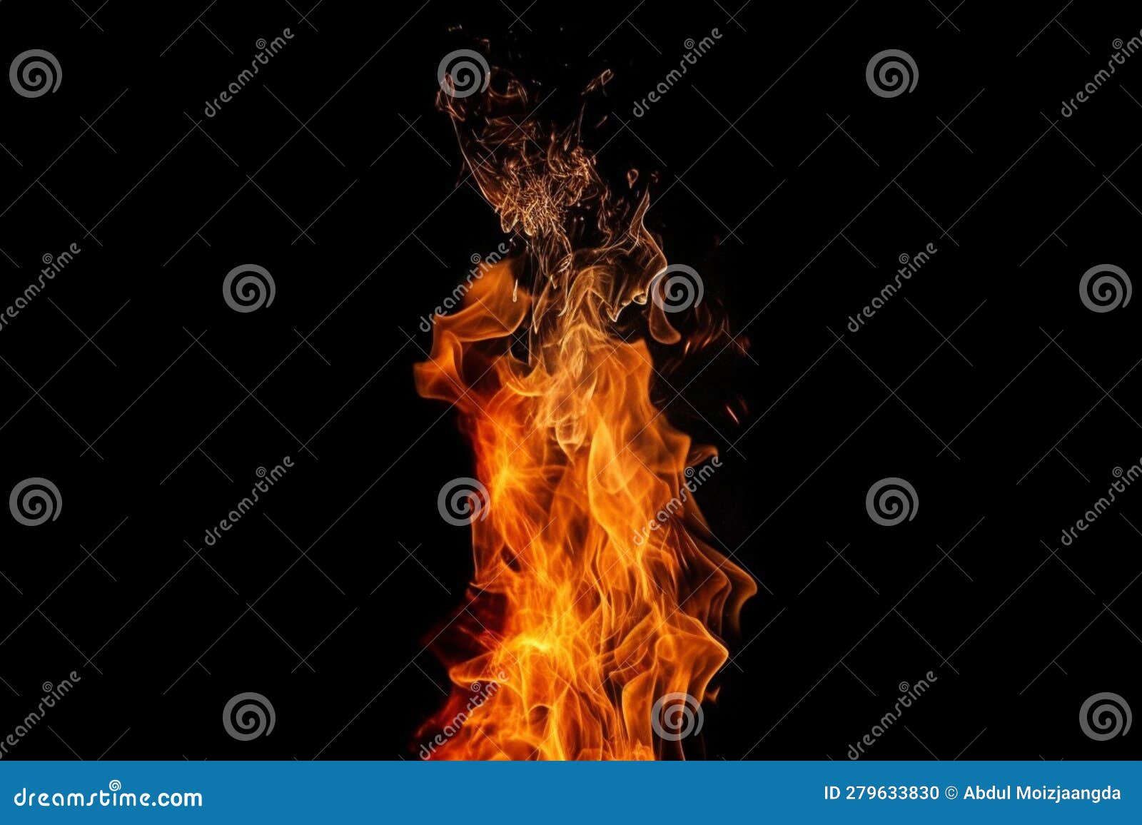 Flawless Fire Isolated Against A Black Backdrop Stock Photo ...