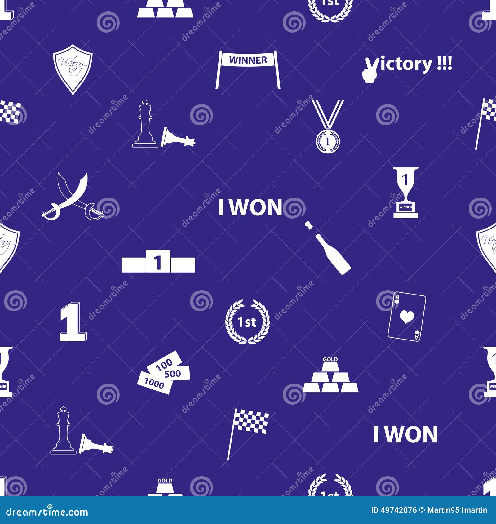 Flawless Victory Symbols Blue and White Seamless Pattern Stock Vector ...