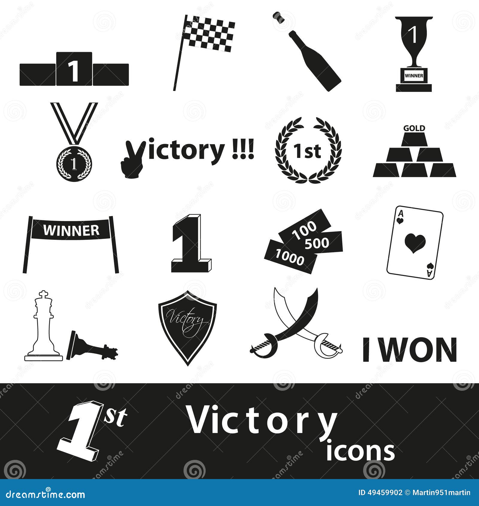 Flawless Victory Symbols Set Of Icons Vector Illustration ...