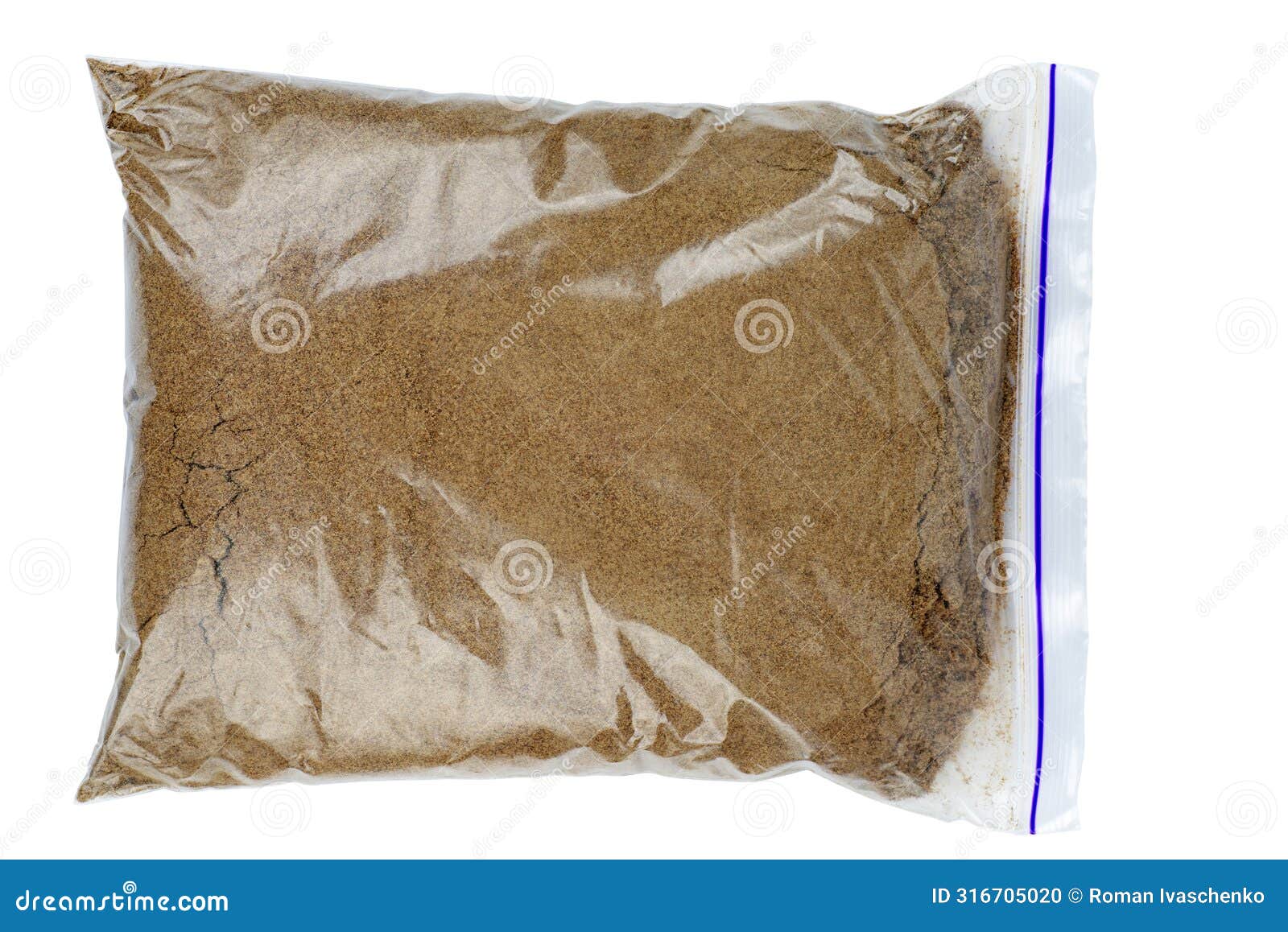 Flax Flour in Plastic Bag Isolated on a White Stock Photo - Image of ...
