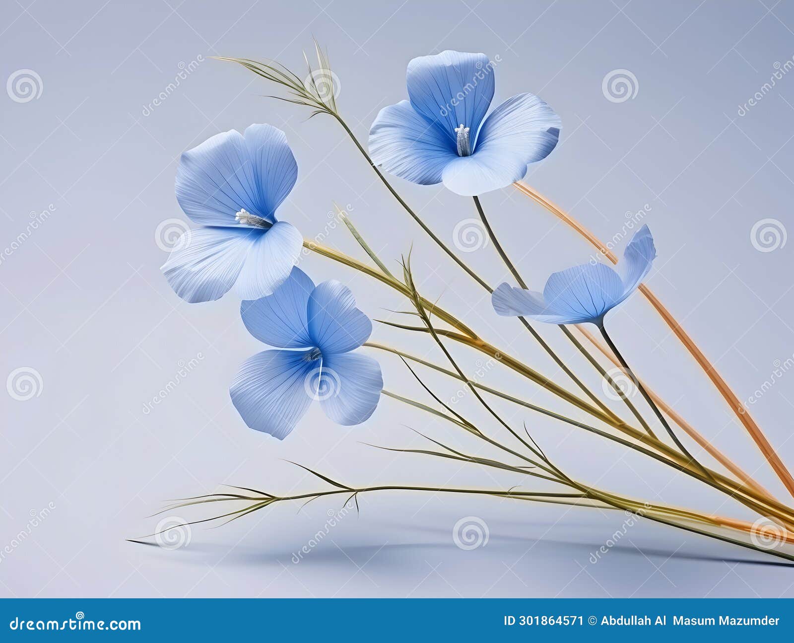 Flax Flower in Studio Background, Single Flax Flower, Beautiful Flower ...