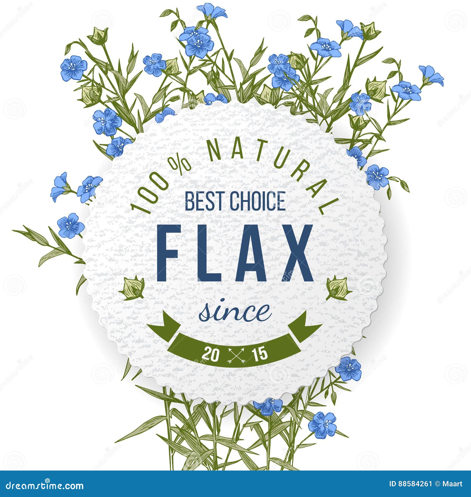 Flax Round Label with Type Design Stock Vector - Illustration of ...