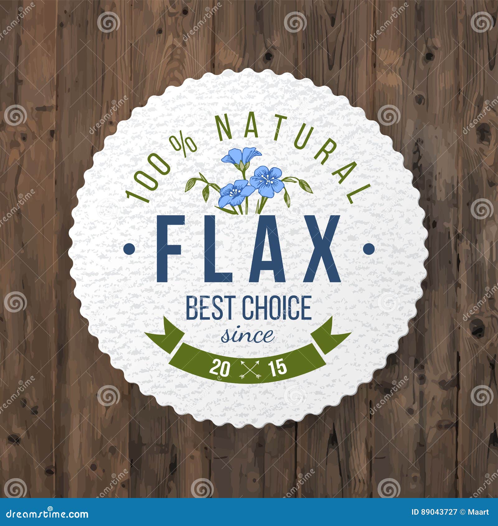 Flax Round Label with Type Design Stock Vector - Illustration of herbal ...