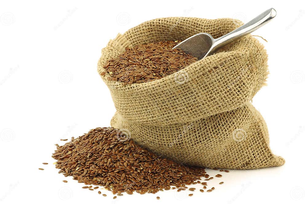 Flax Seed (linseed) in a Burlap Bag Stock Image - Image of ingredient ...