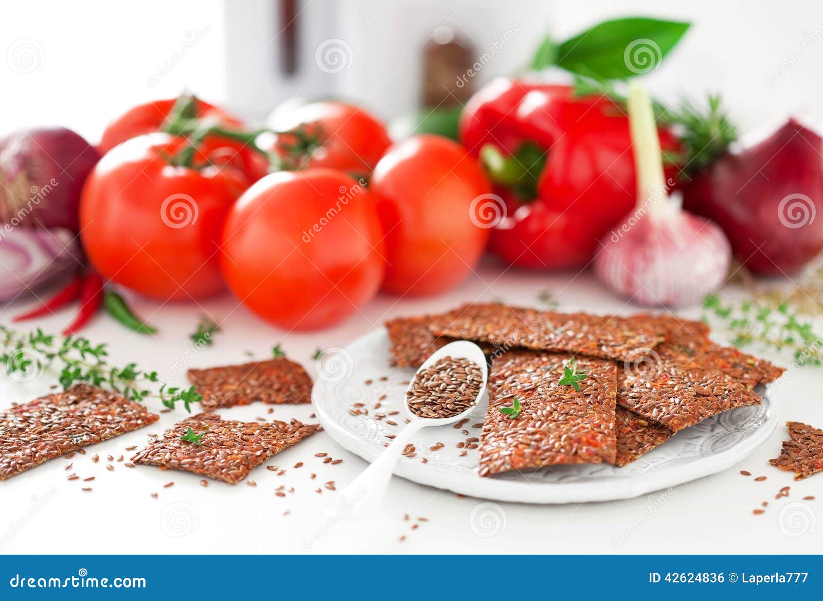 Flax Seed and Vegetables Crackers Stock Photo - Image of organic, plate ...