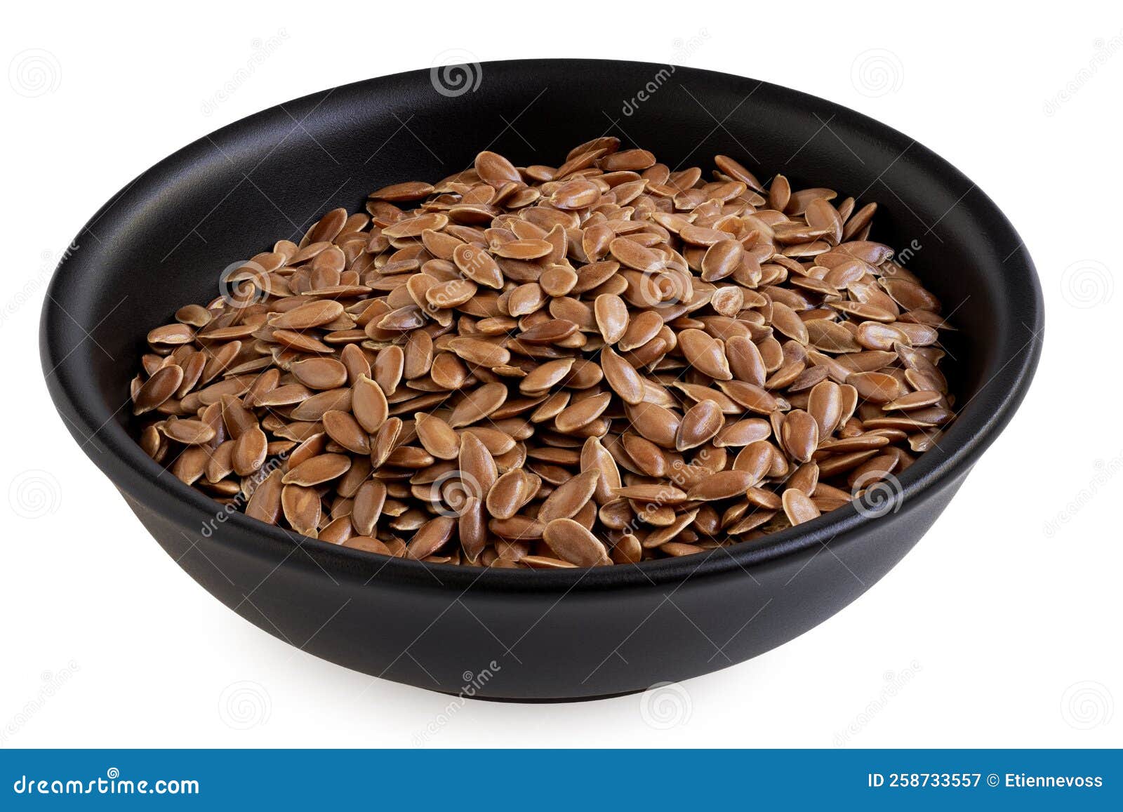 Flax Seeds In A Black Ceramic Bowl Stock Image Image Of Linseeds