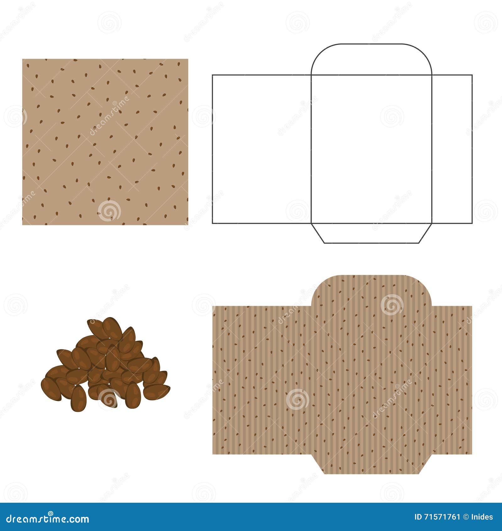 Flax Seeds Packaging Design Kit. Recycled Paper Pack. Stock Vector ...