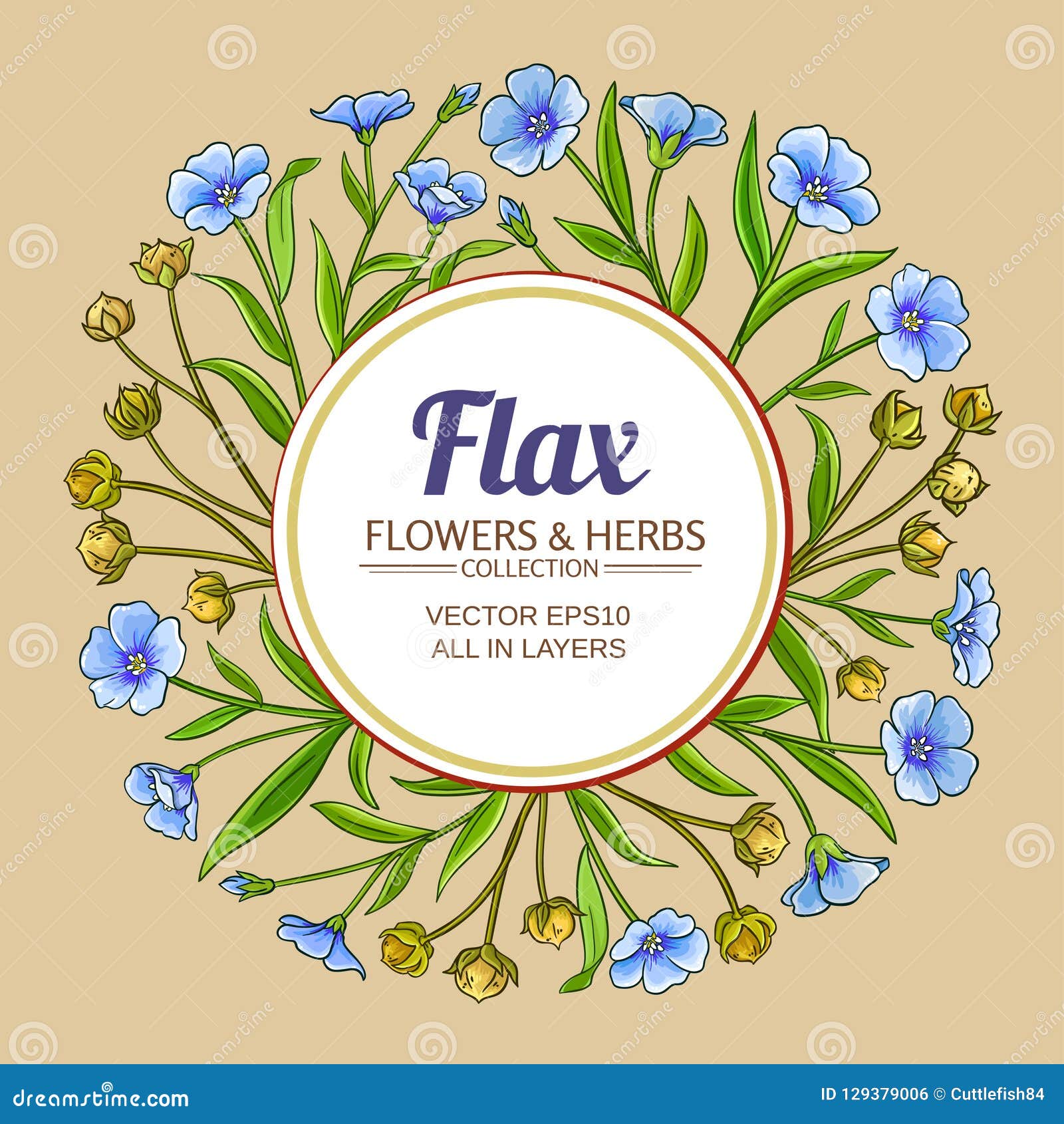 Flax vector frame stock vector. Illustration of circle - 129379006