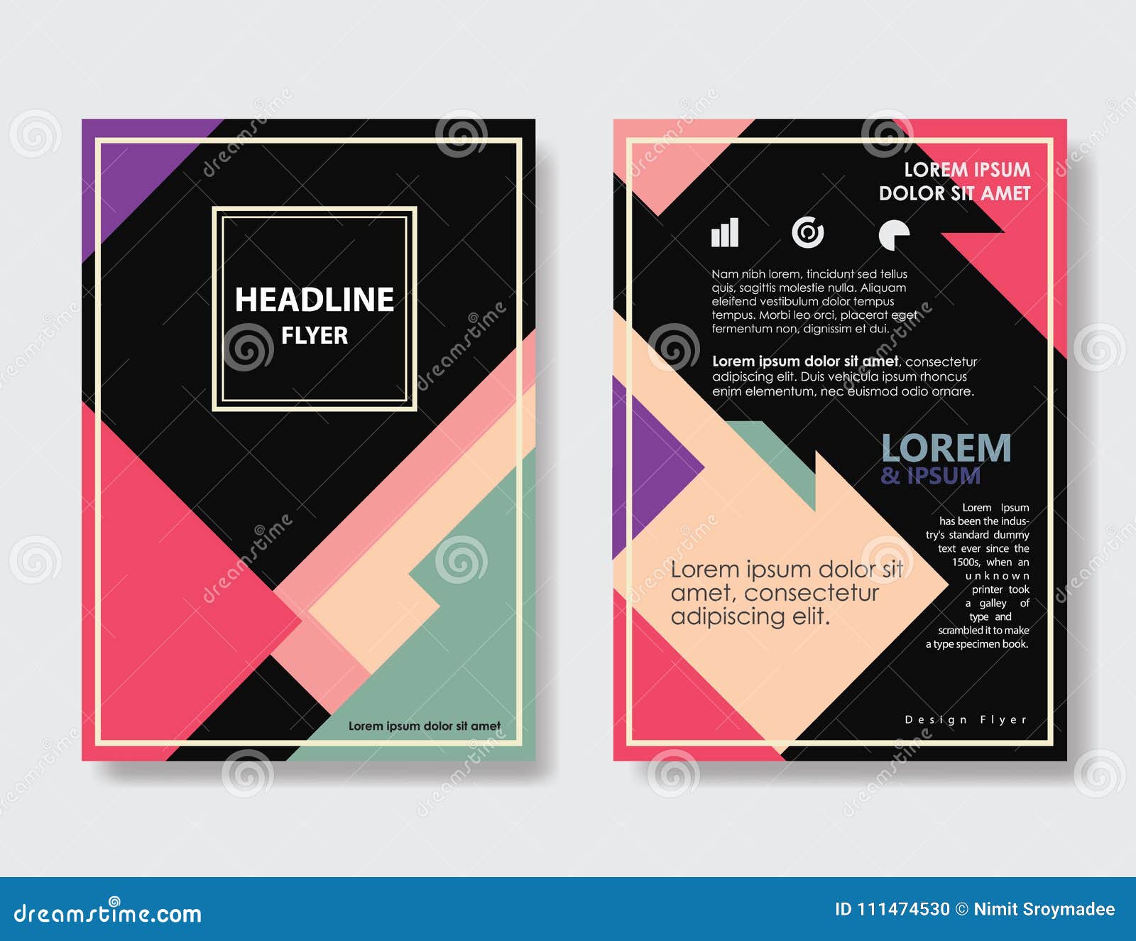 Flayer Design Vintage Abstract Triangle Shape Layout Poster Bro Stock ...