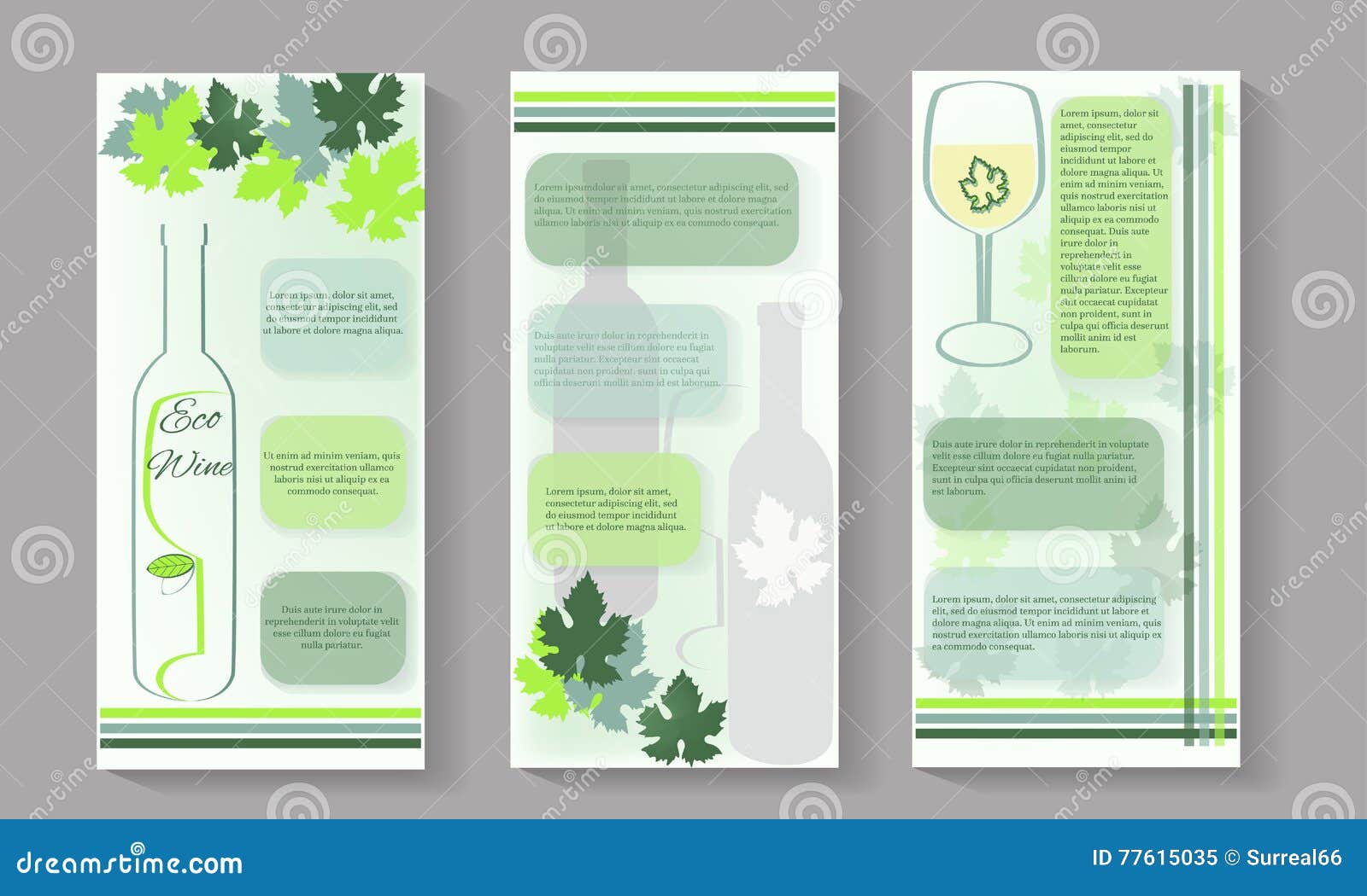 Flayers Set of Eco Wine. Vector Illustration of Wine Brochures. Stock ...