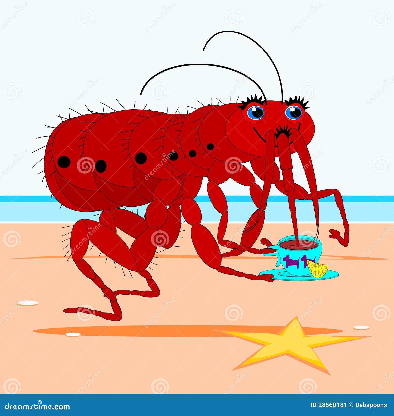 Flea drinking tea stock vector. Illustration of insect - 28560181