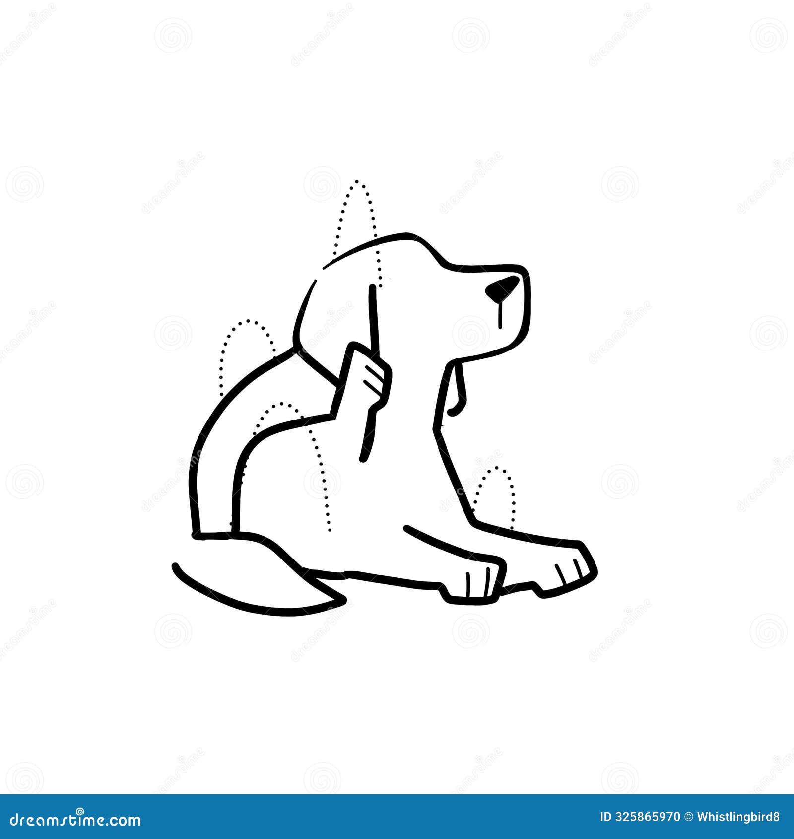 Flea Infested Dog, Scratching Fleas Illustration Cartoon Style Drawing ...