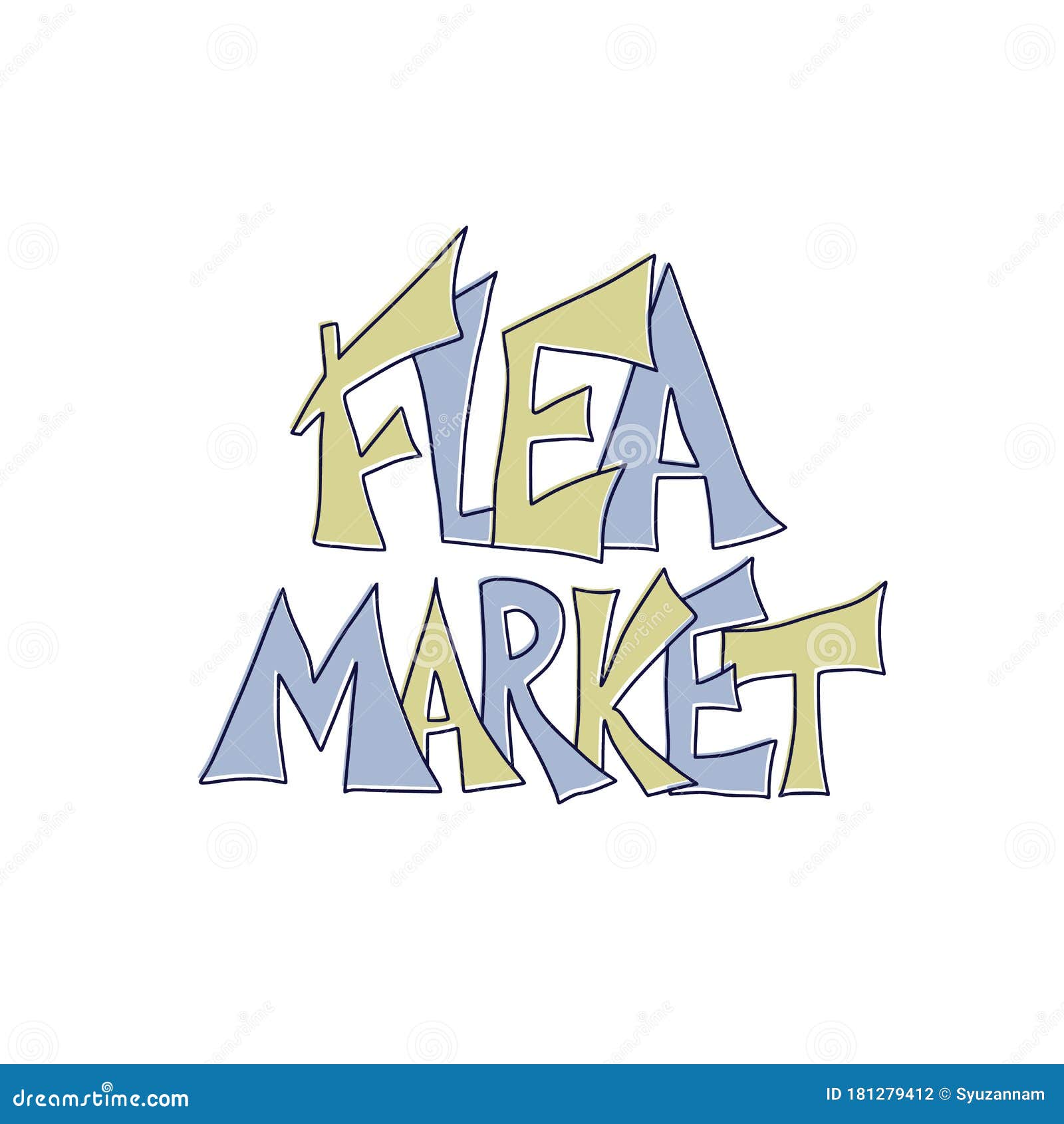 Flea Market Emblem. Text and Hand Drawn Decor Stock Vector ...
