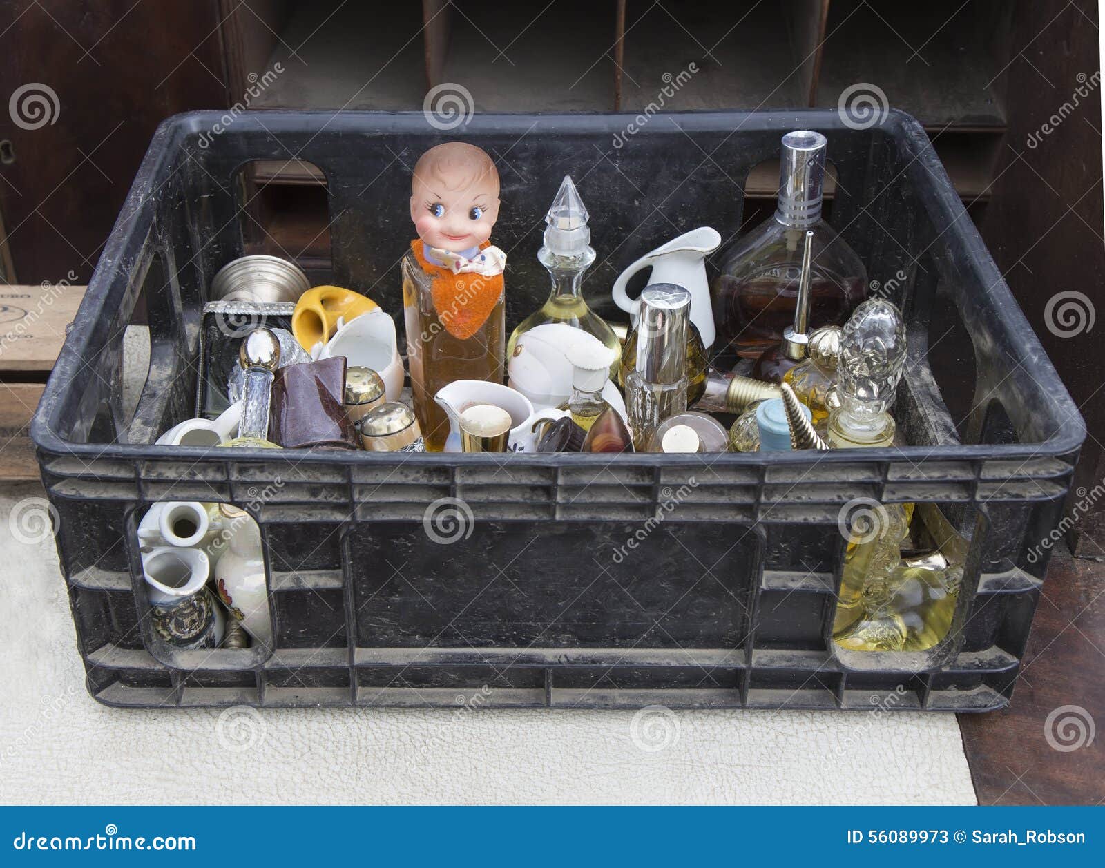 Flea Market. Old Box with Old Stuff. Stock Image - Image of vintade ...
