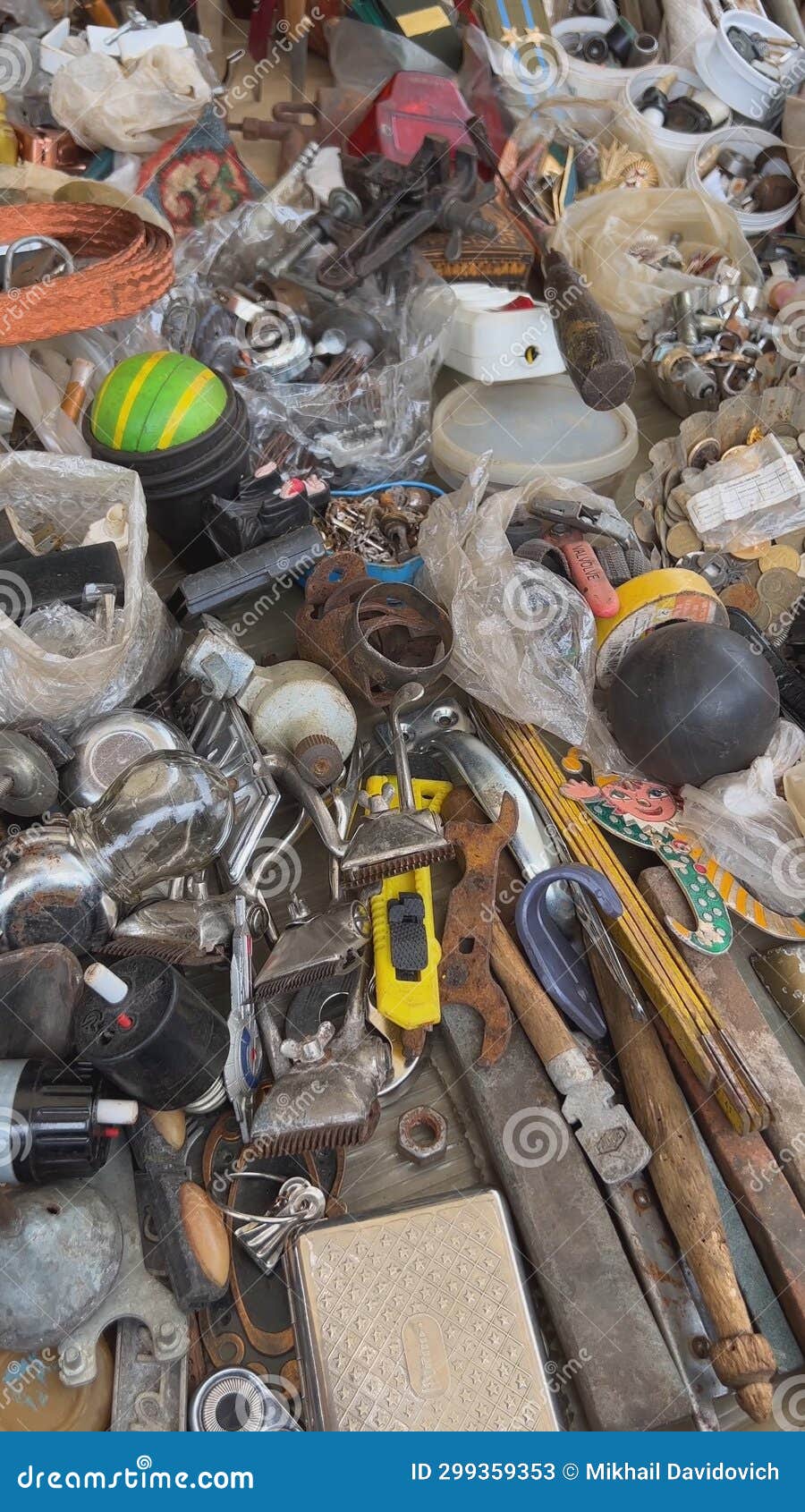 A Flea Market of Old Rusty Things and Tools. Stock Image - Image of ...