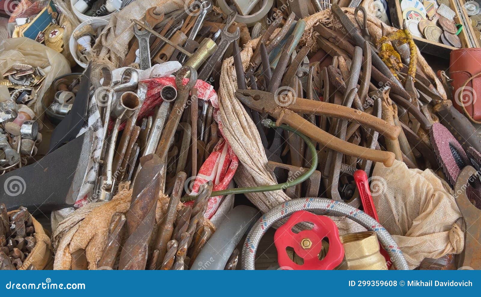 A Flea Market of Old Rusty Things and Tools. Stock Photo - Image of ...