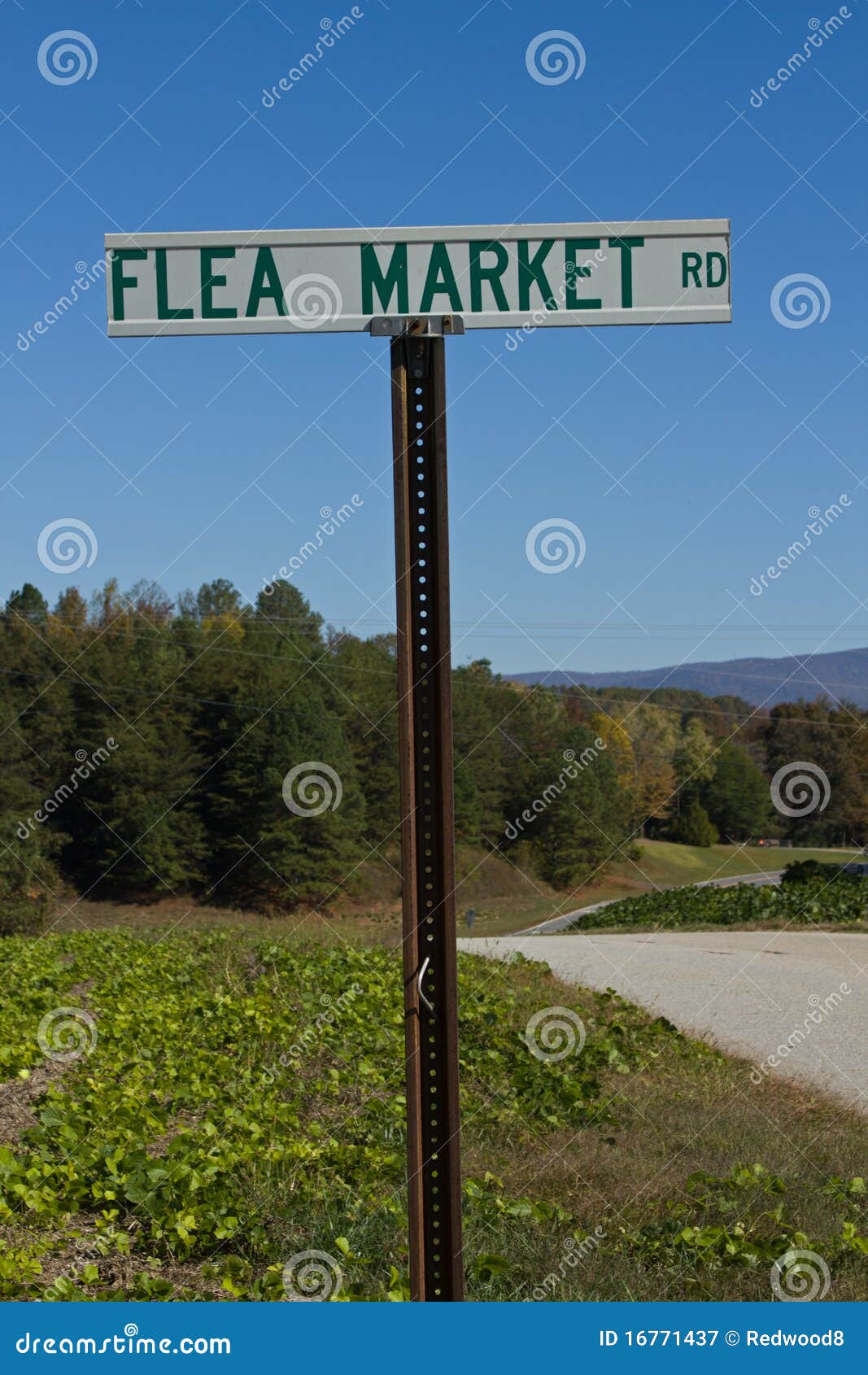 Flea Market Road Sign stock image. Image of garage, barter - 16771437
