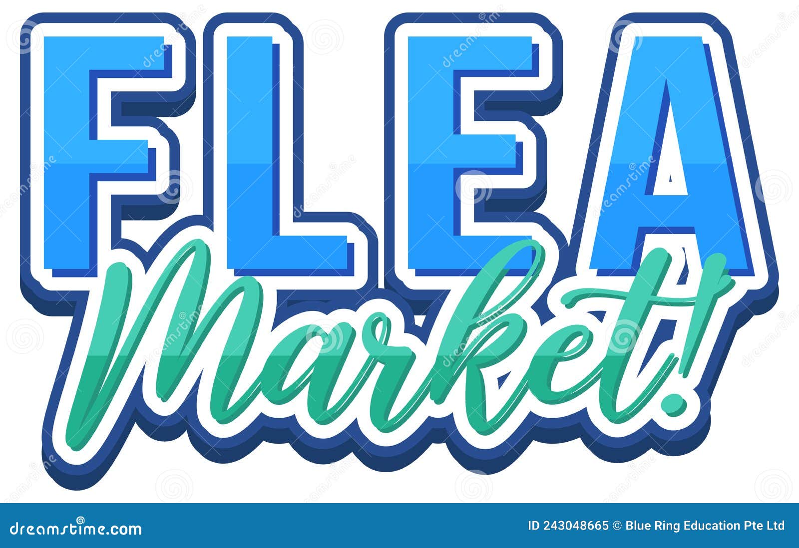 Flea Market Typography Design Stock Vector - Illustration of background ...