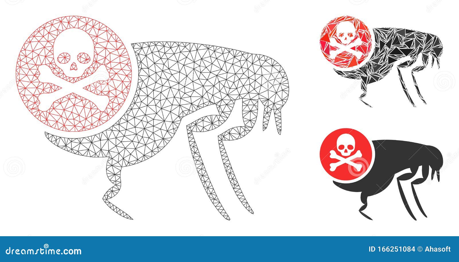Flea Pesticide Vector Mesh Carcass Model and Triangle Mosaic Icon Stock ...