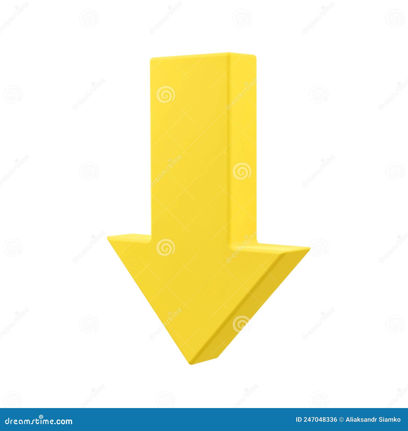 Flecha Amarilla 3d Representada Aislada En Fondo Blanco Stock de ...