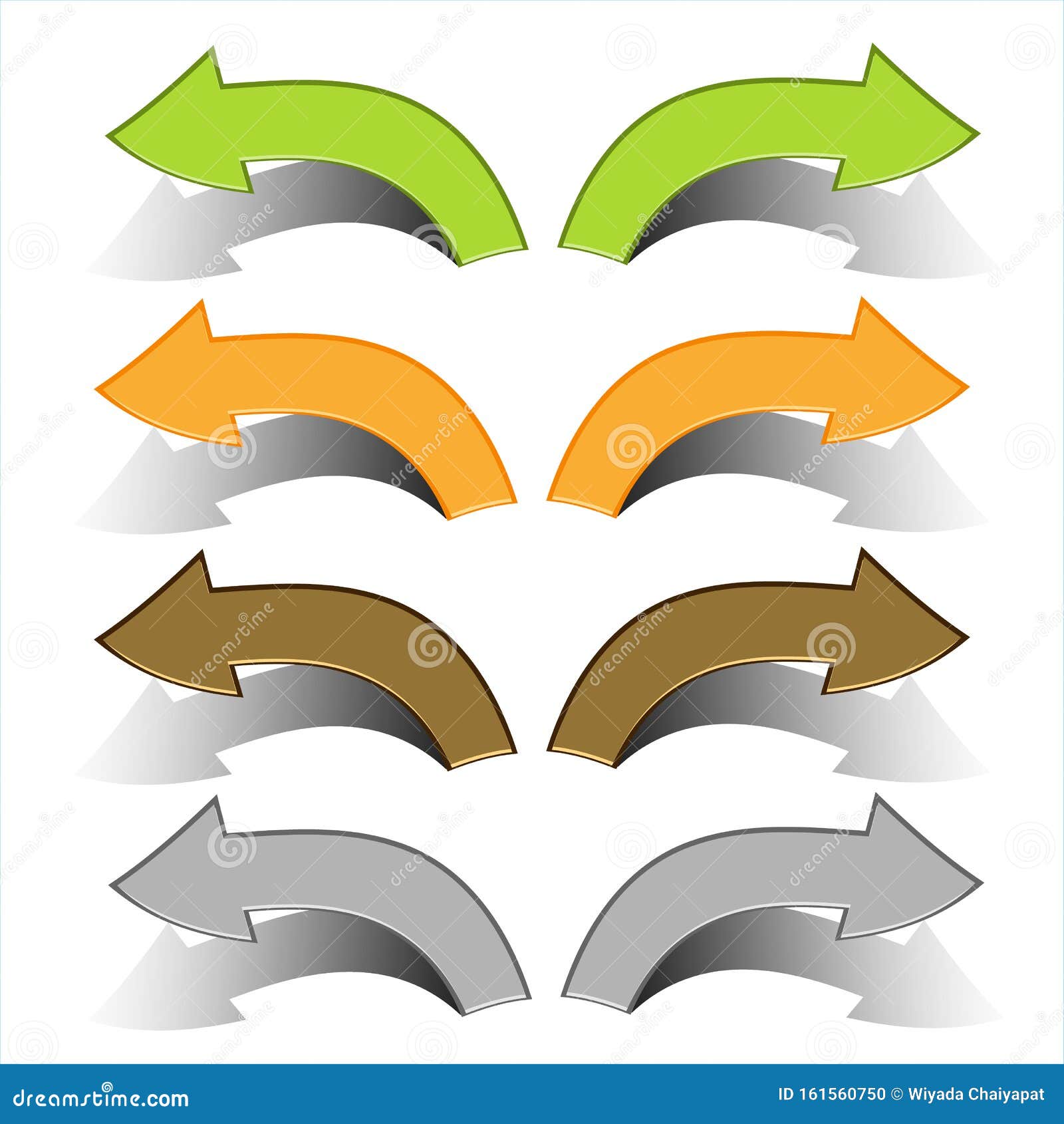 Flecha Curvada Con Sombra Sobre Fondo Blanco Stock de ilustración ...