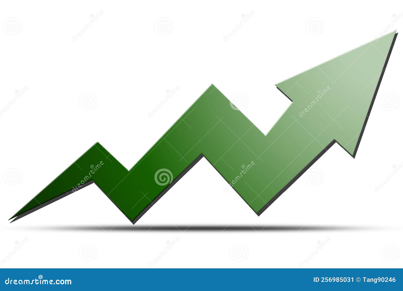 Flecha De Ascenso Verde Aislada En Fondo Blanco Stock de ilustración ...