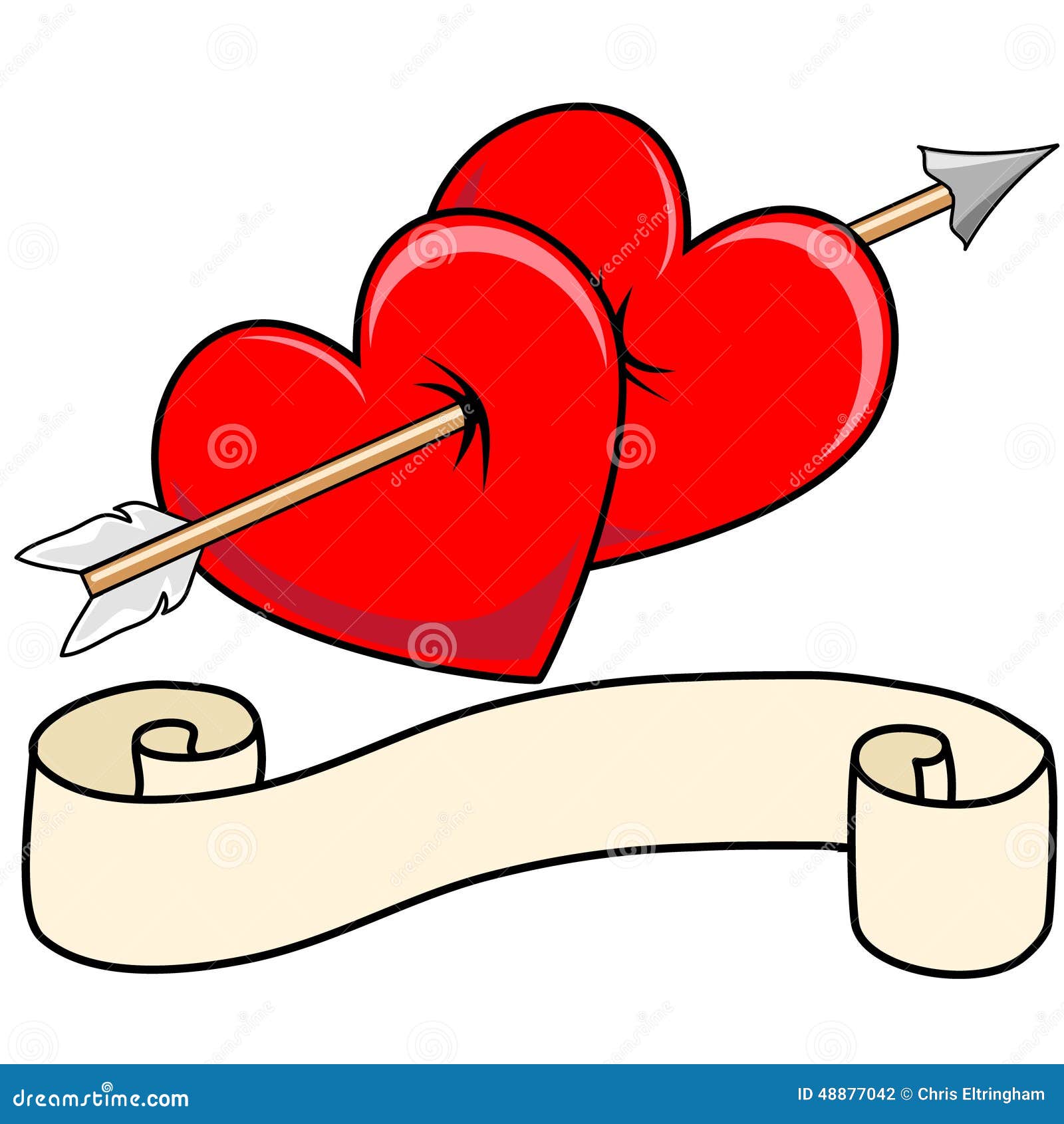 Flecha De Dos Corazones Con La Voluta Ilustración del Vector ...