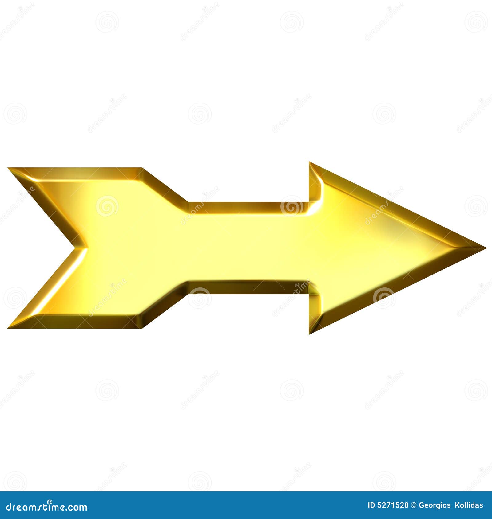 Flecha de oro 3D stock de ilustración. Ilustración de derecho - 5271528