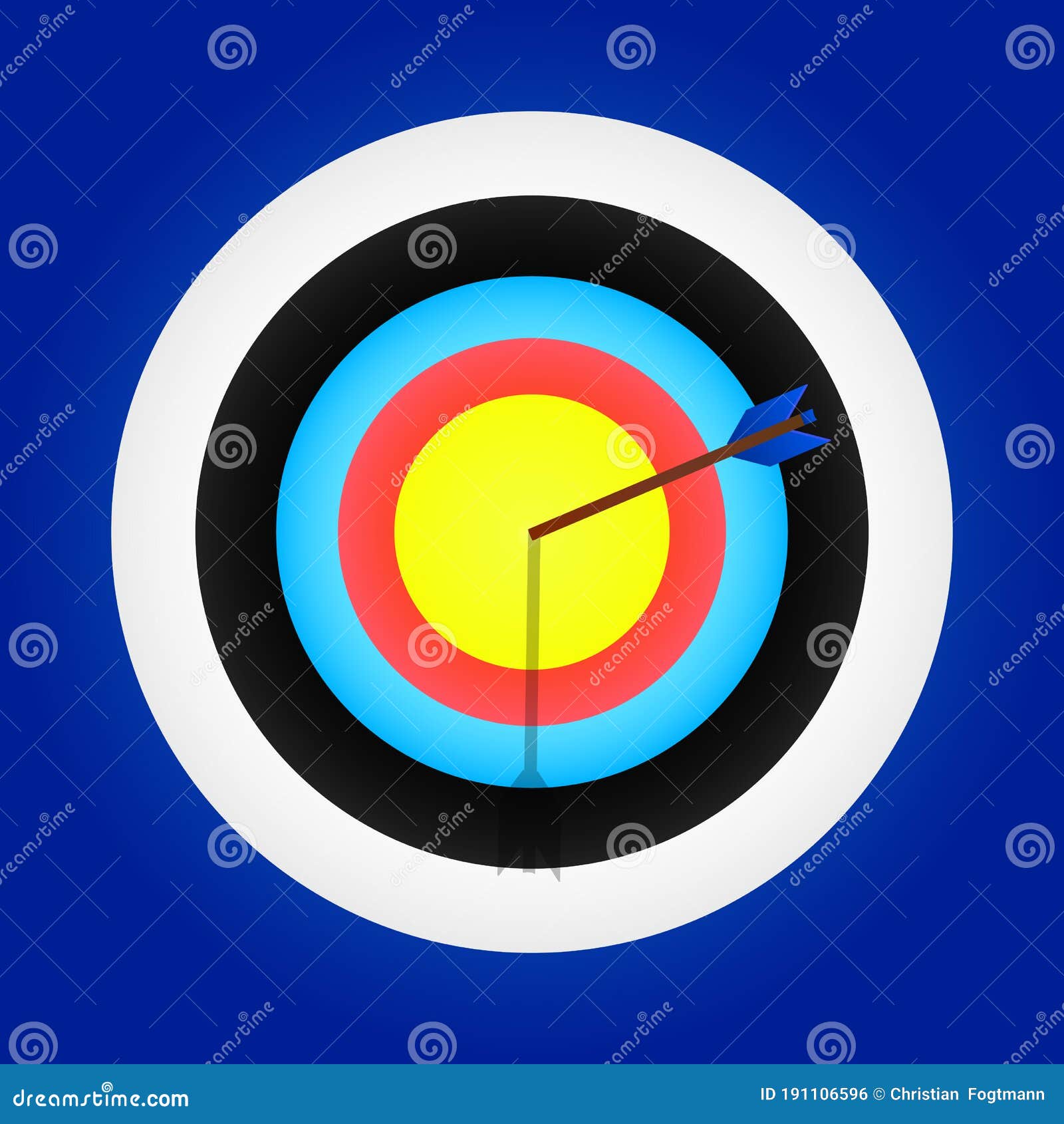 Flecha De Tiro Con Arco Golpea El Centro Del Tablero Ilustración del ...