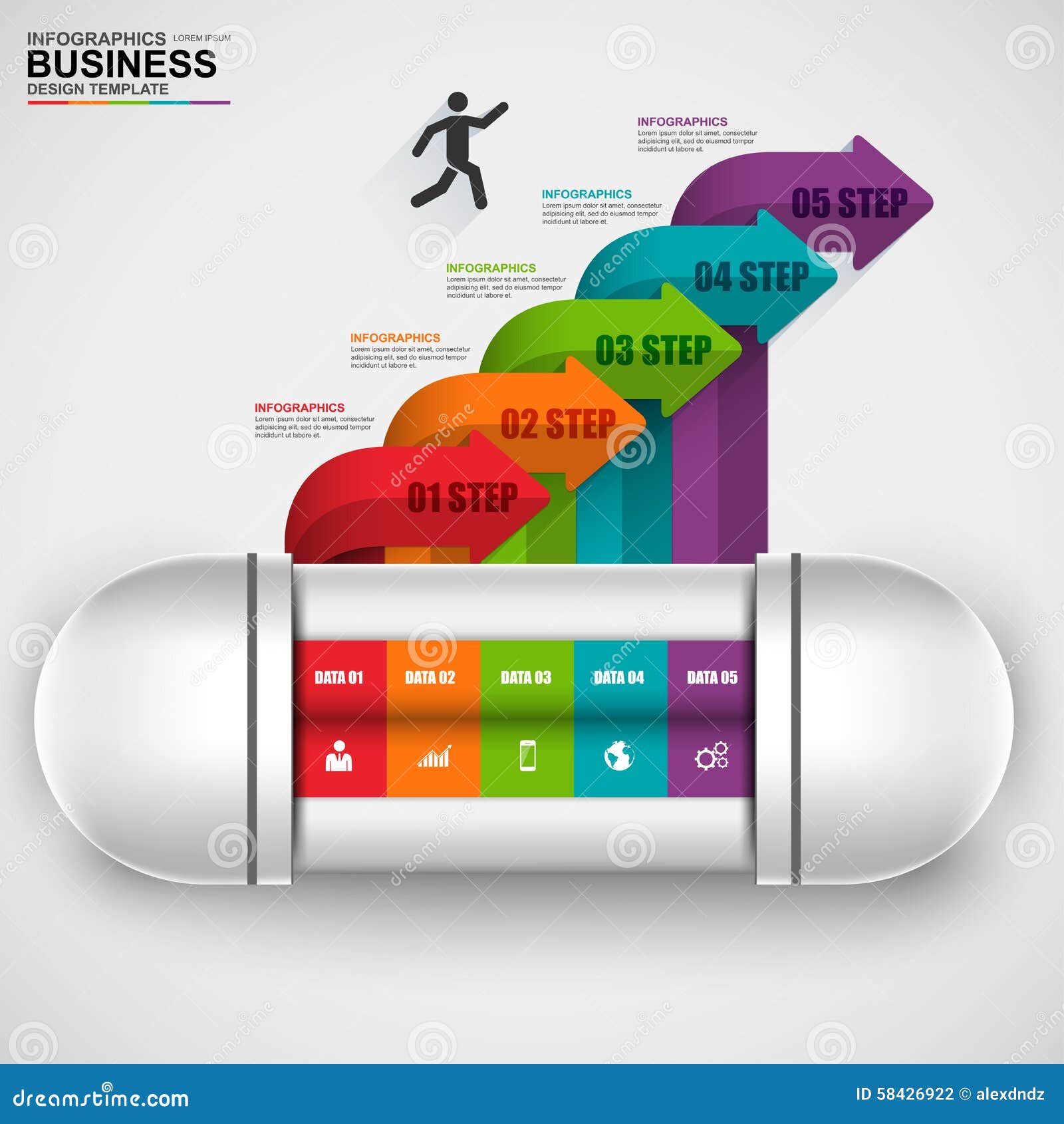 Flecha Digital Abstracta Infographic Del Negocio 3D Ilustración del ...