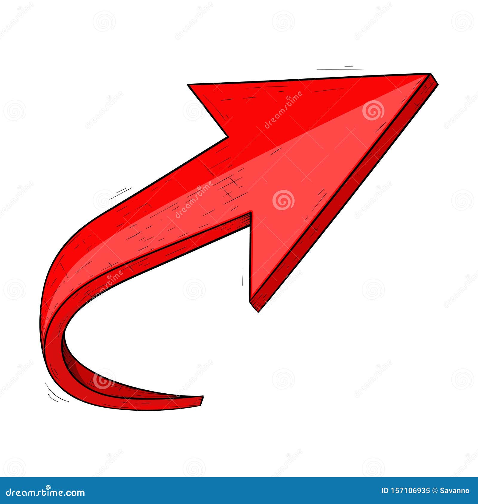 Flecha Roja Dibujada a Mano. Icono De Esbozo Ilustración del Vector ...