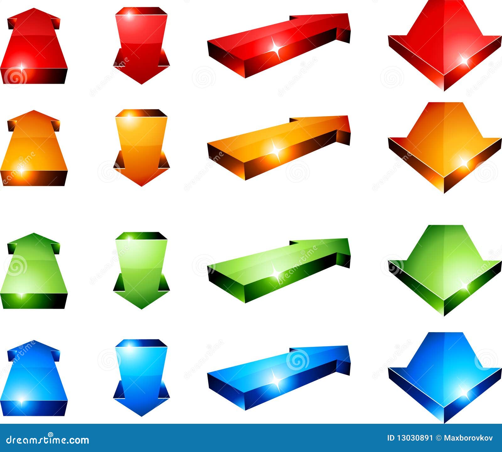 Flechas 3d. ilustración del vector. Ilustración de azul - 13030891