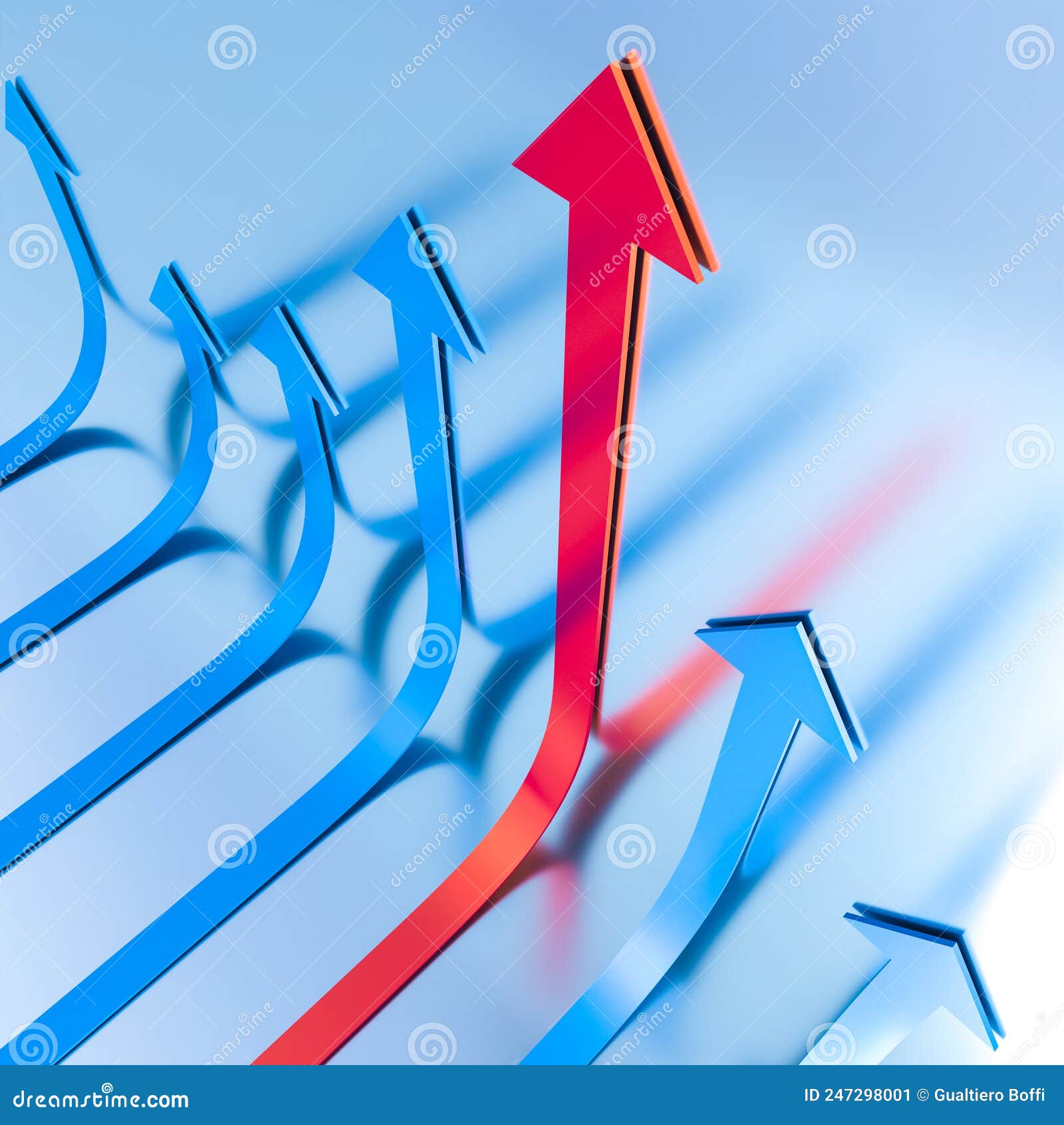 Flechas Azules Y Rojas Que Se Doblan Y Suben Stock de ilustración ...