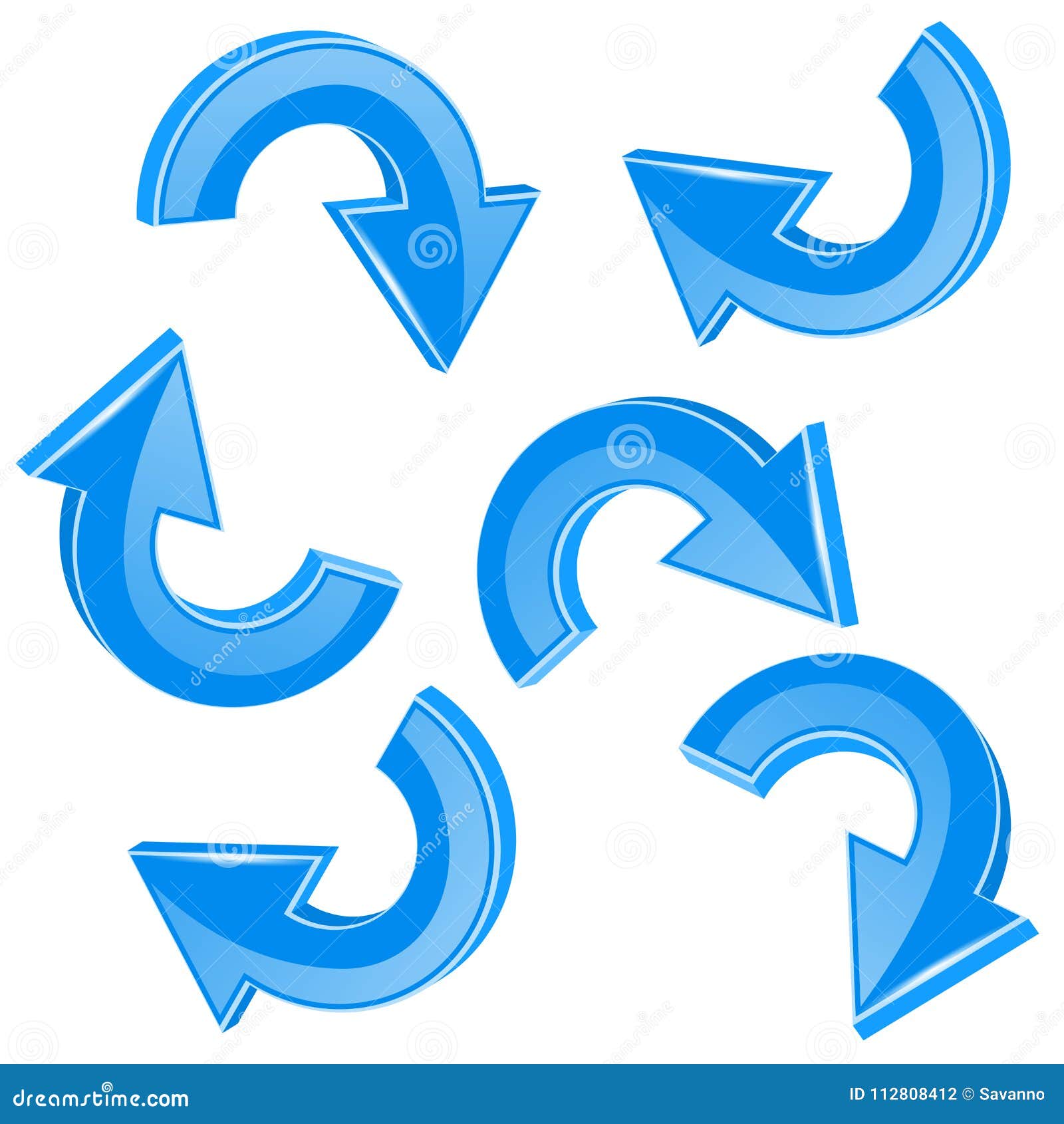 Flechas Curvadas Redondas Iconos Brillantes Azules 3d Ilustración del ...