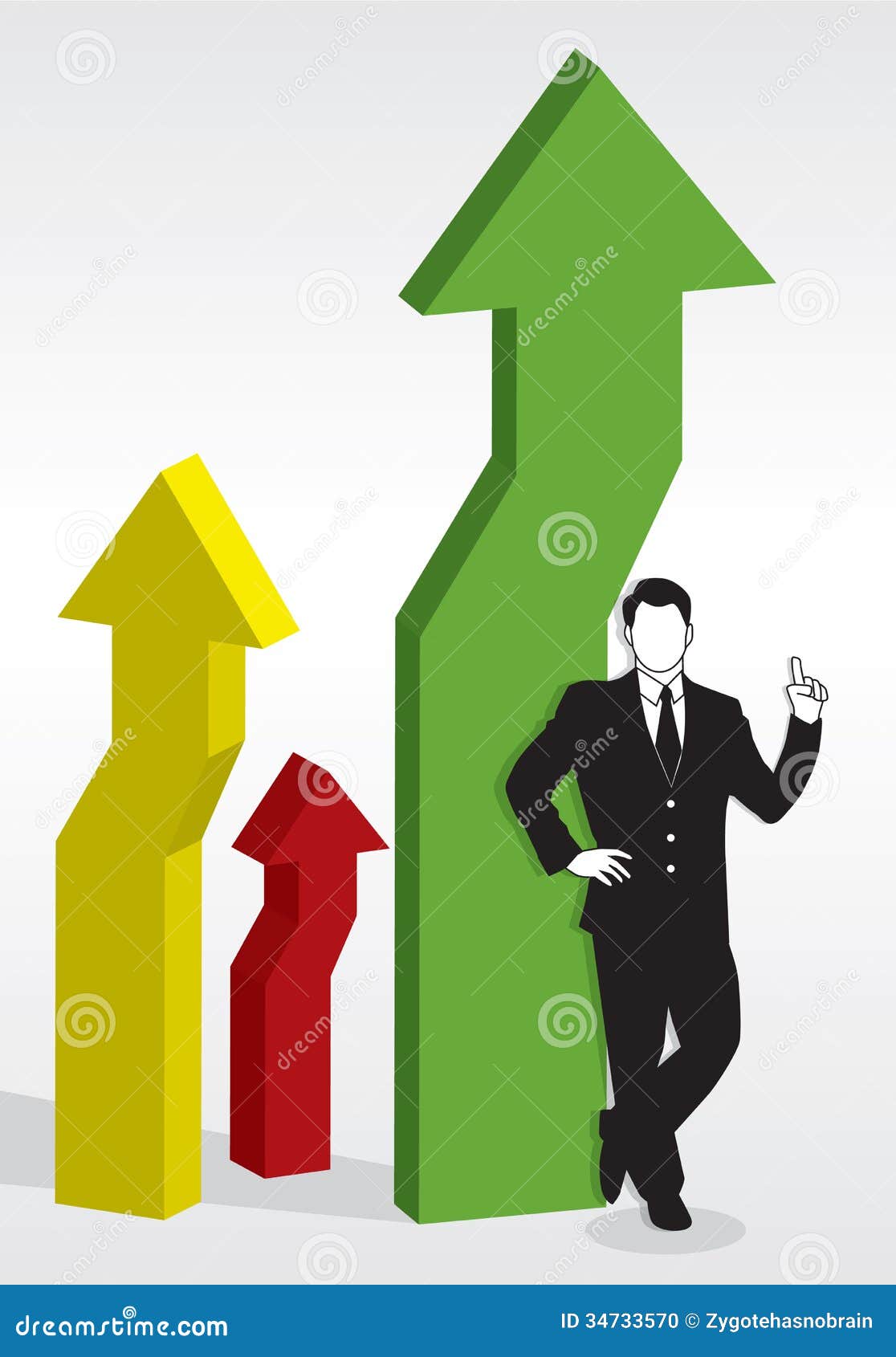 Flechas Del Progreso Del Vector 3D Con El Hombre De Negocios beside ...