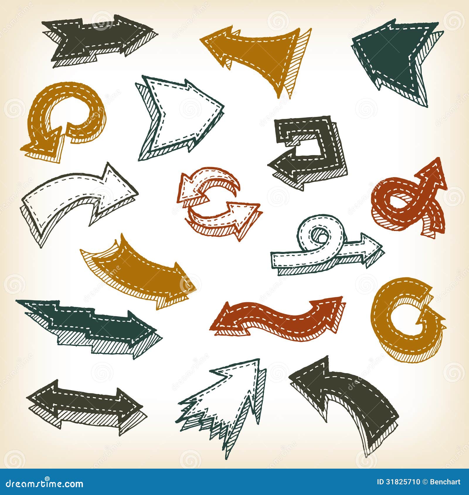 Flechas Dibujadas Mano Del Vintage Ilustración del Vector - Ilustración ...