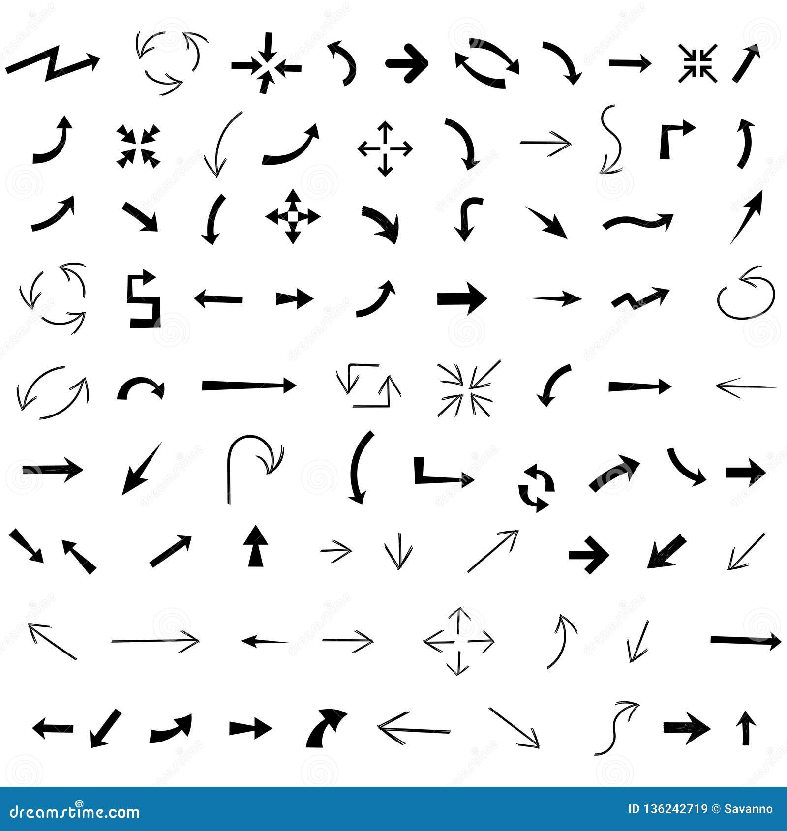 Flechas Negras Fijadas Iconos Planos Ilustración Del Vector