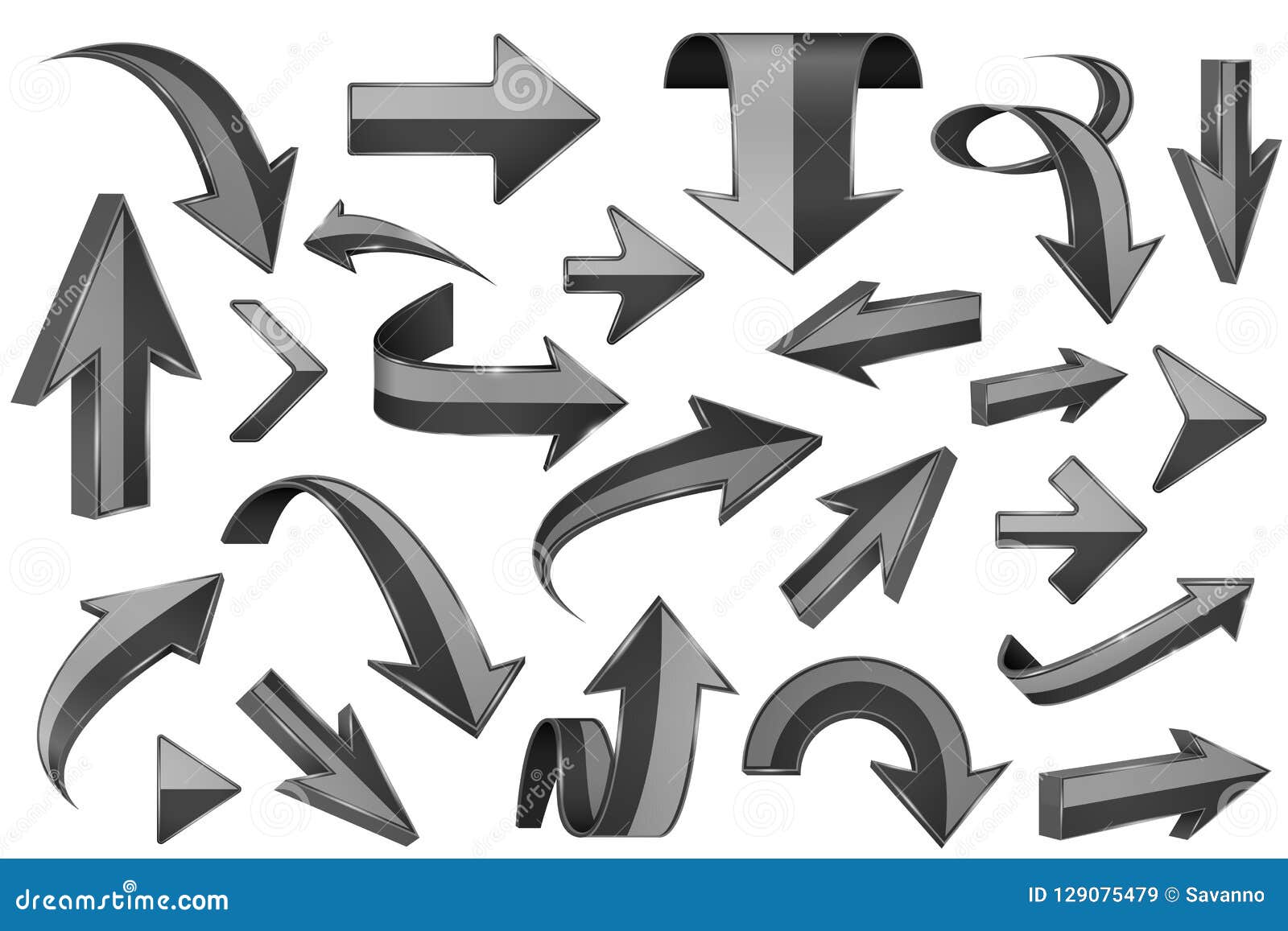 Flechas Negras Muestras Brillantes 3d Ilustración del Vector ...