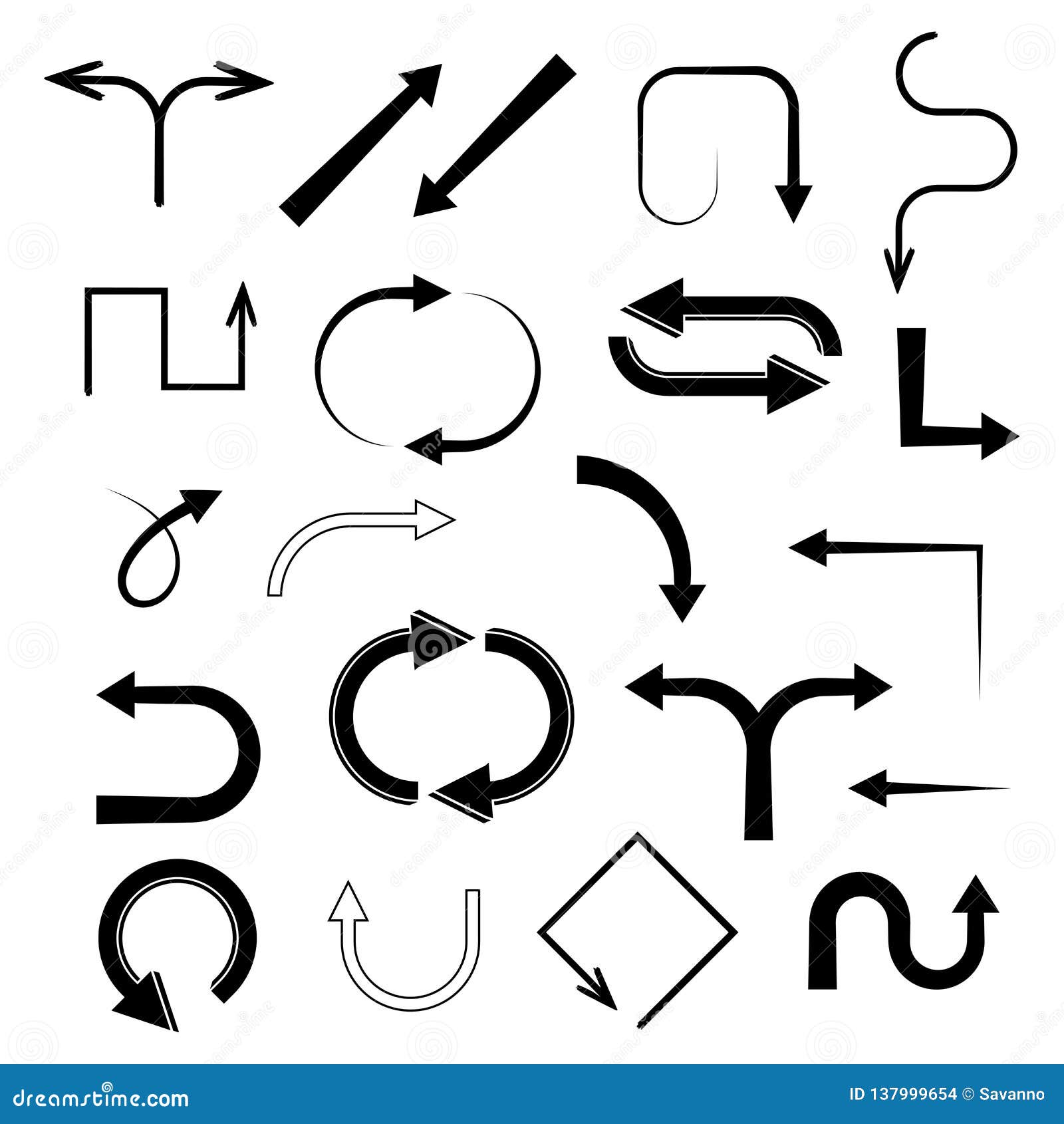 Flechas Negras Sistema De Iconos Planos Ilustración Del Vector
