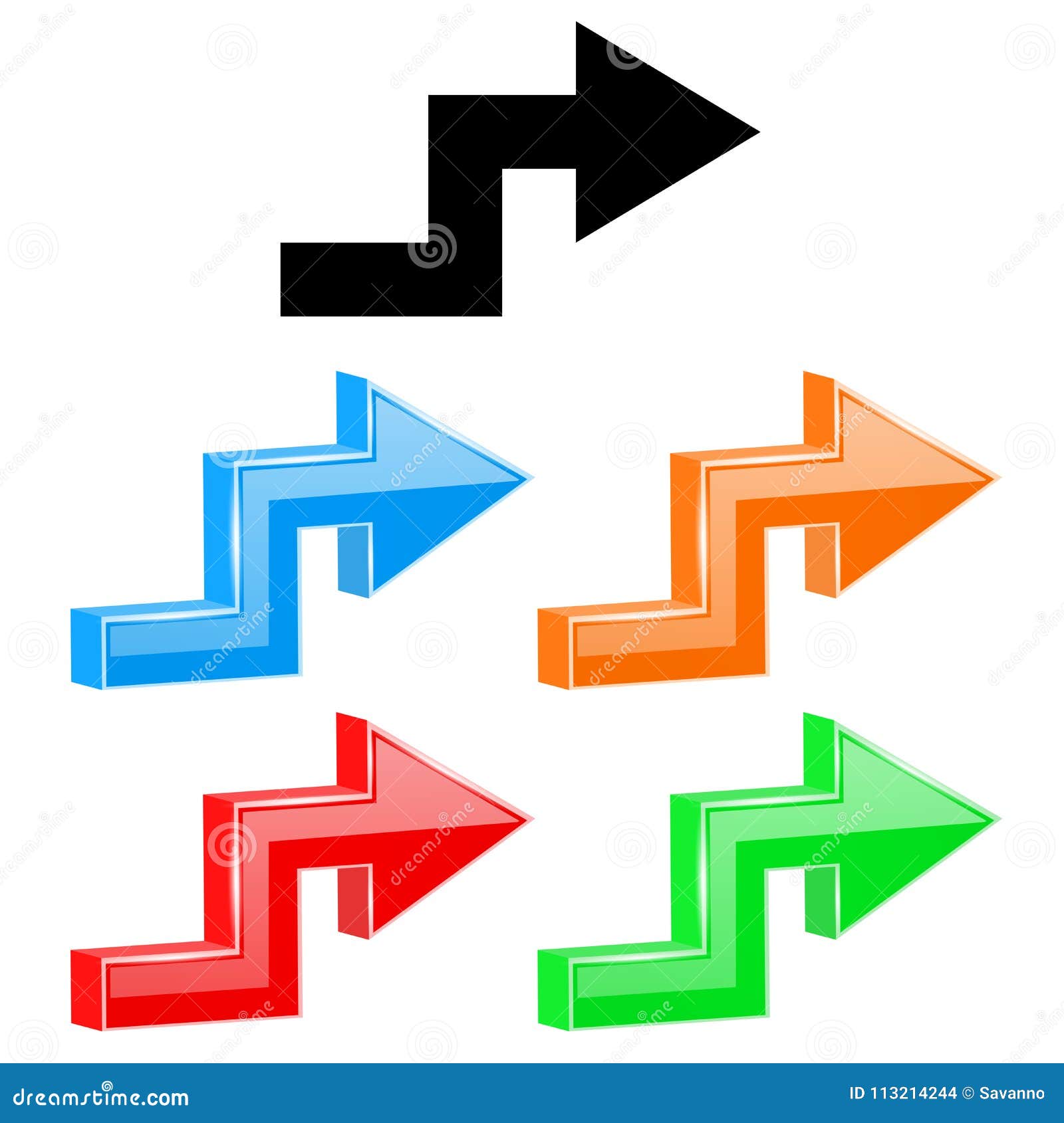 Flechas Quebradas Iconos Brillantes Coloreados 3d Ilustración del ...