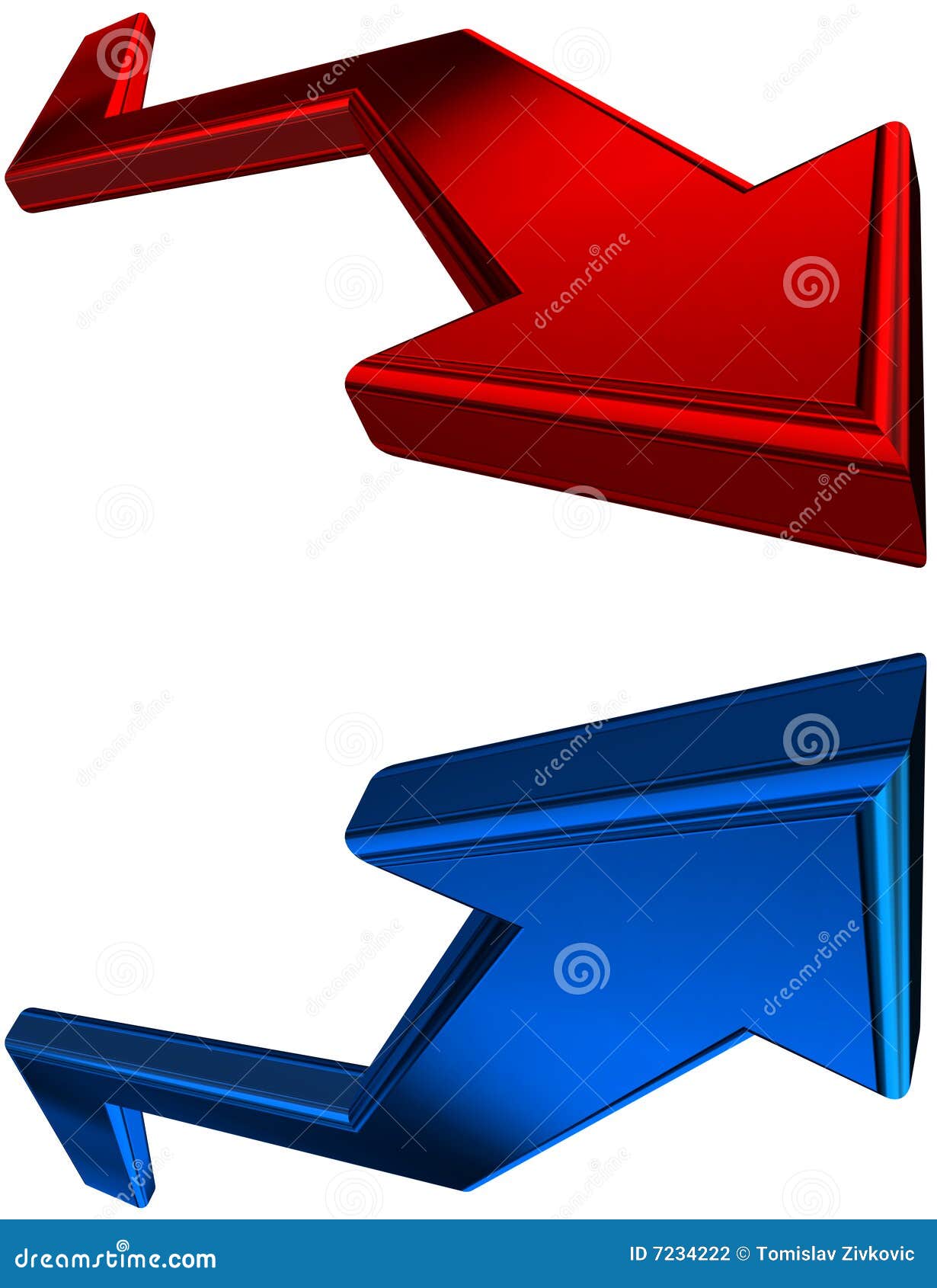 Flechas rojas y azules 3D stock de ilustración. Ilustración de finanzas ...