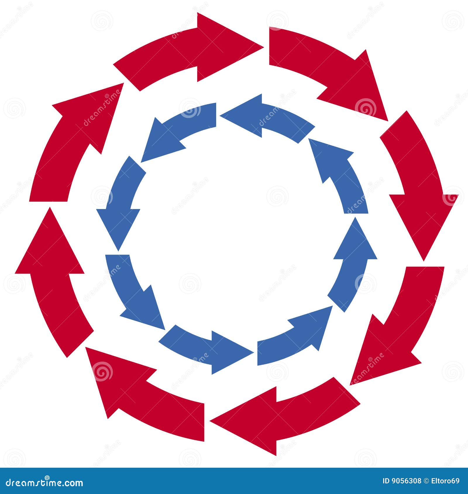 Flechas Rojas Y Azules Del Círculo Ilustración del Vector - Ilustración ...