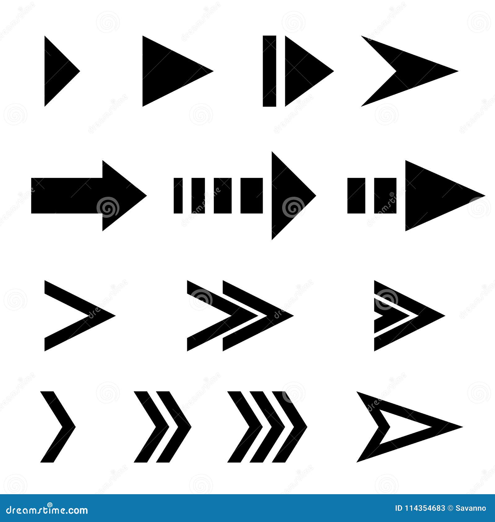 Flechas Siguientes Muestras Planas Negras Ilustración del Vector ...