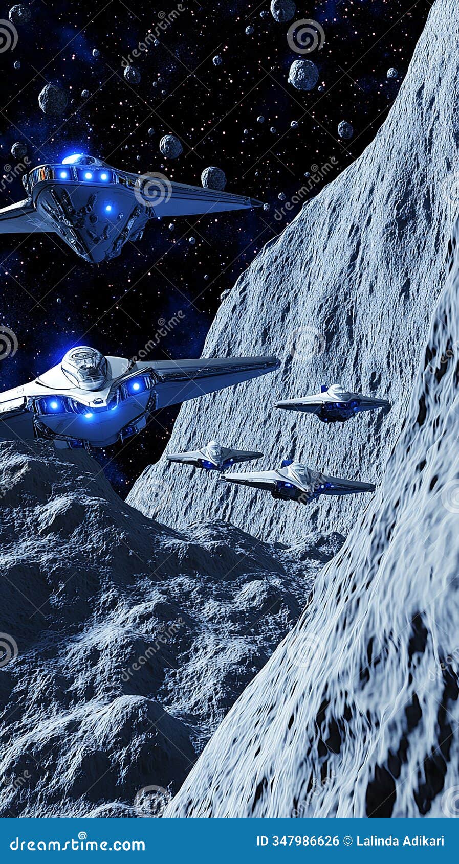 Fleet of Alien Ships Escorting a Colossal Spacecraft Stock Photo ...