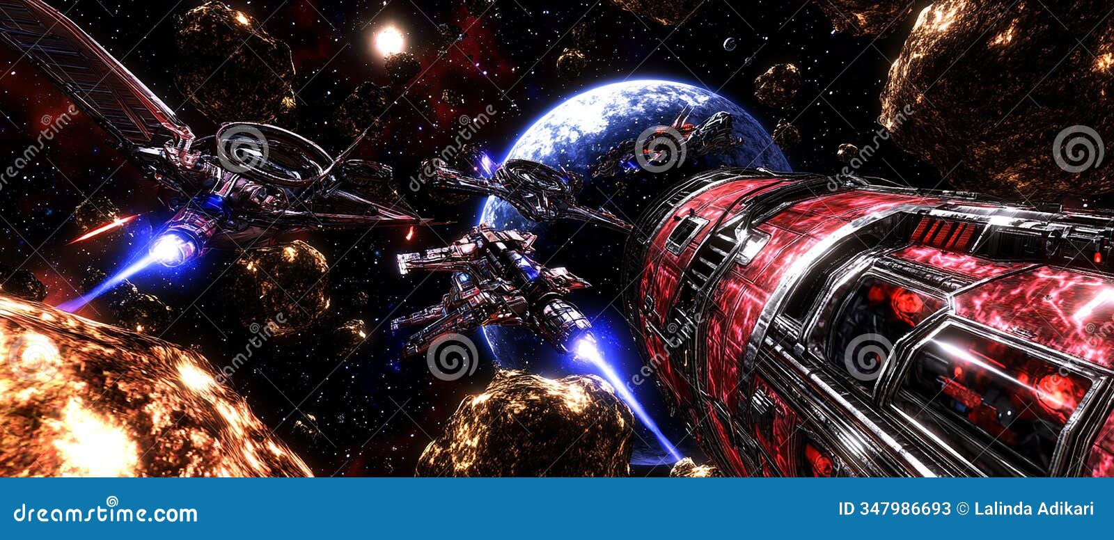 Fleet of Alien Ships Escorting a Colossal Spacecraft Stock Image ...