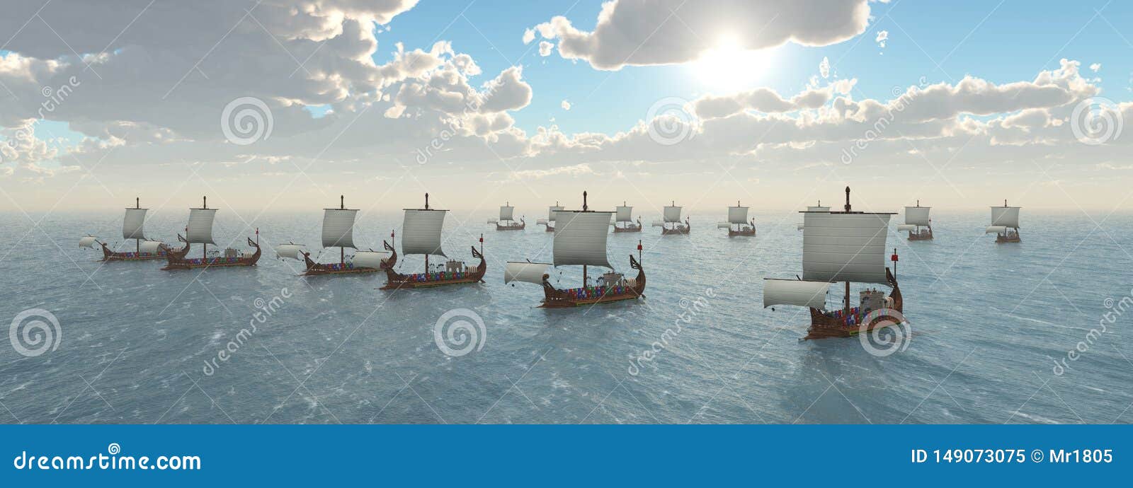 Fleet of Ancient Roman Warships Stock Illustration - Illustration of ...