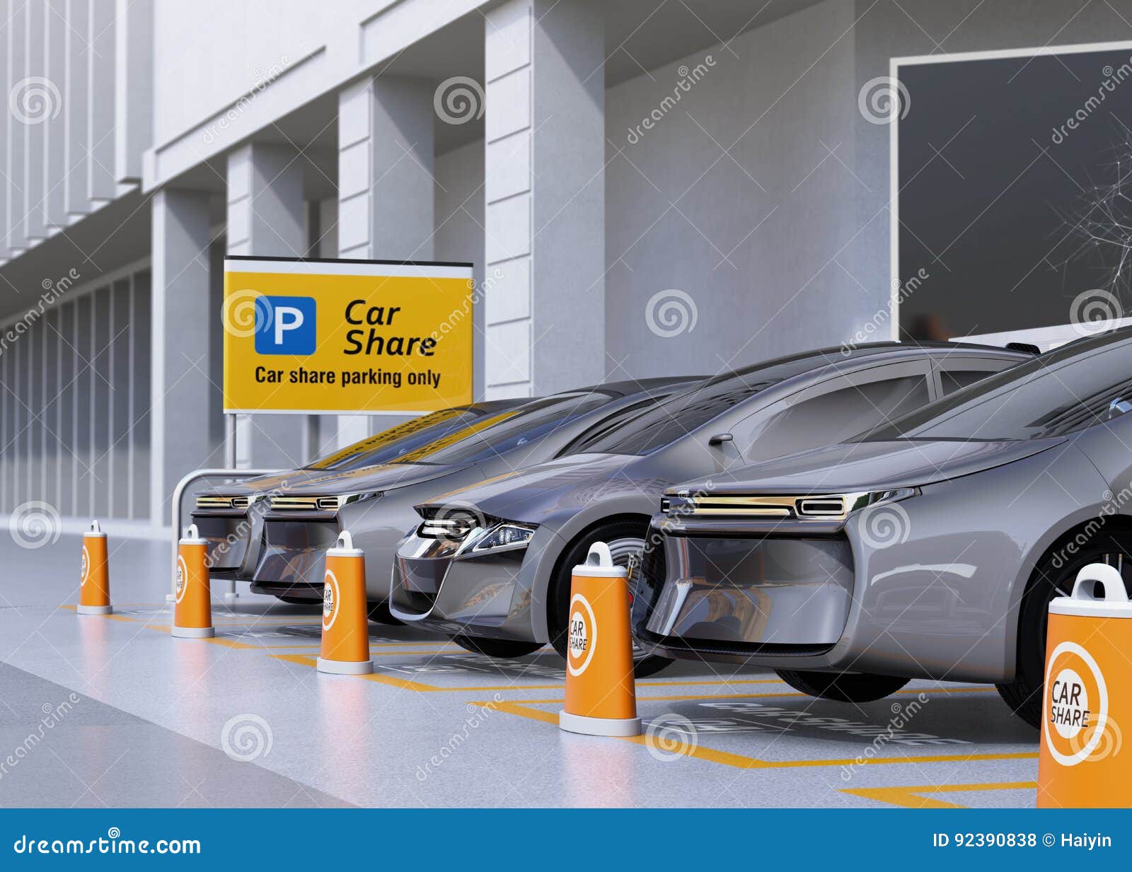 Fleet of Autonomous Vehicles in Parking Lot for Sharing Stock ...